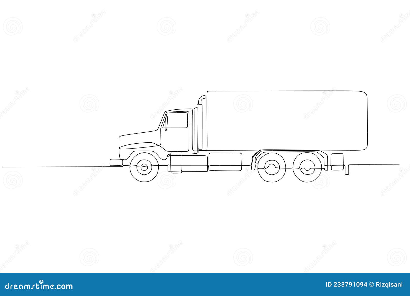Truck Continuous Line Drawing. One Line Art Of Commercial Vehicle, Dump ...