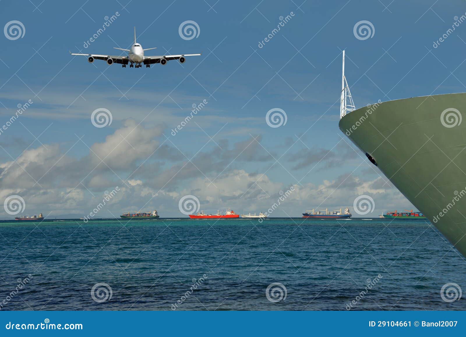 Cargo, Depaturing & Arriving. Ships, Plane Stock Image - Image of ...