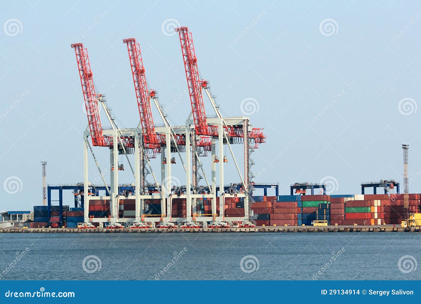 Cargo dock with cranes stock photo. Image of unloading - 29134914