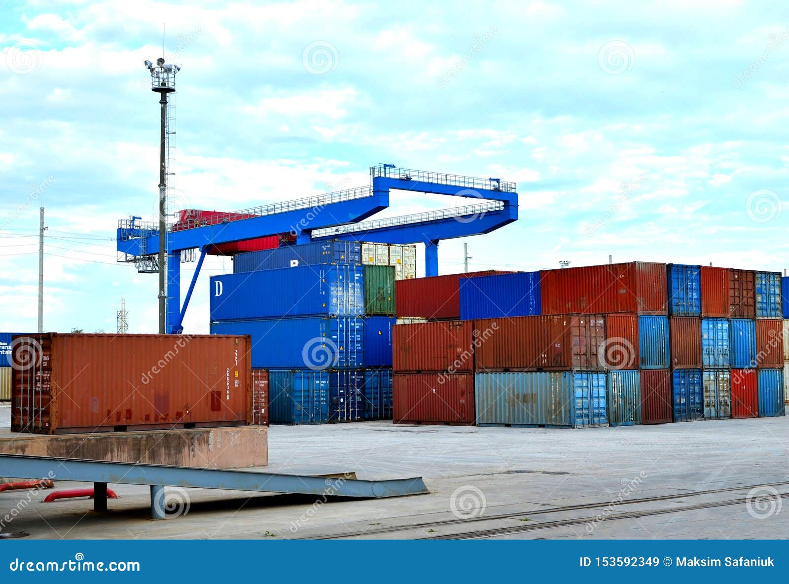 Cargo Dock Terminal with Sea Containers. Stock Image - Image of ...