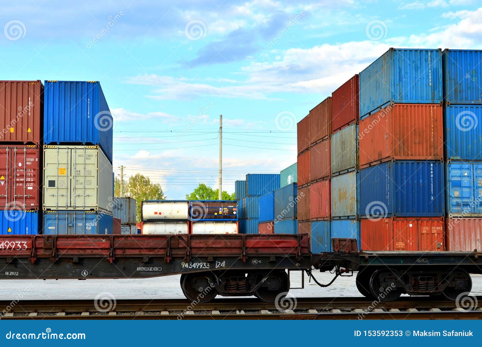 Cargo Dock Terminal with Sea Containers. Stock Image - Image of boxes ...