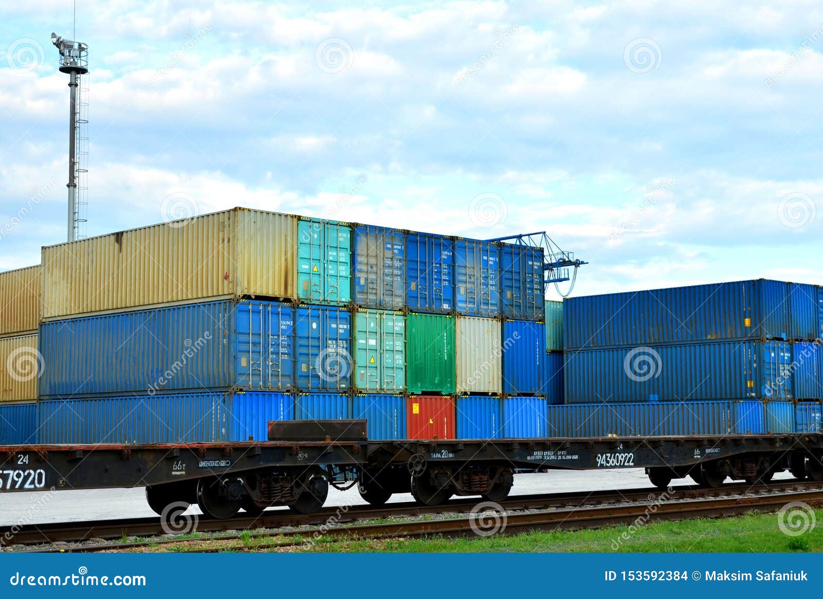 Cargo Dock Terminal with Sea Containers. Editorial Stock Image - Image ...