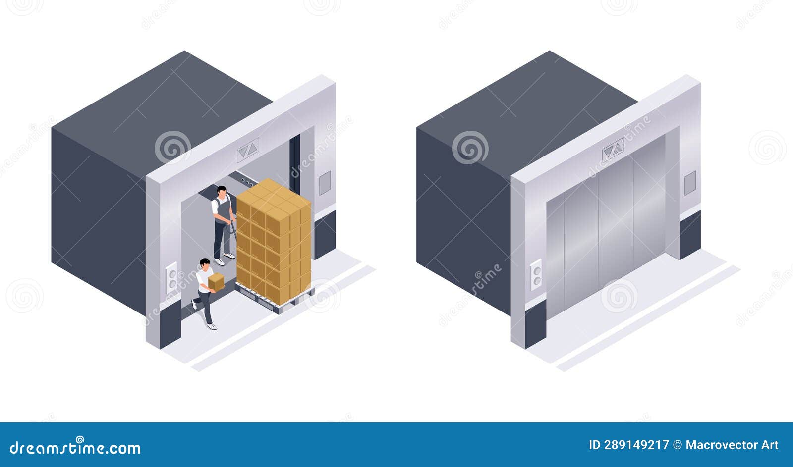 Cargo Elevator Isometric Set Stock Vector - Illustration of steel ...