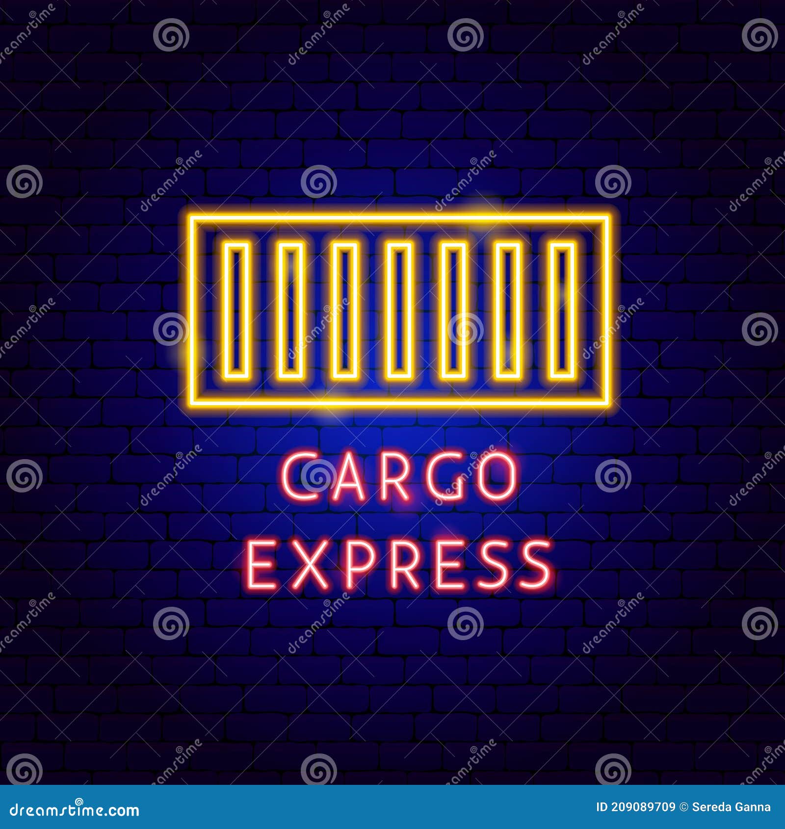 Cargo Express Neon Label stock vector. Illustration of cargo - 209089709