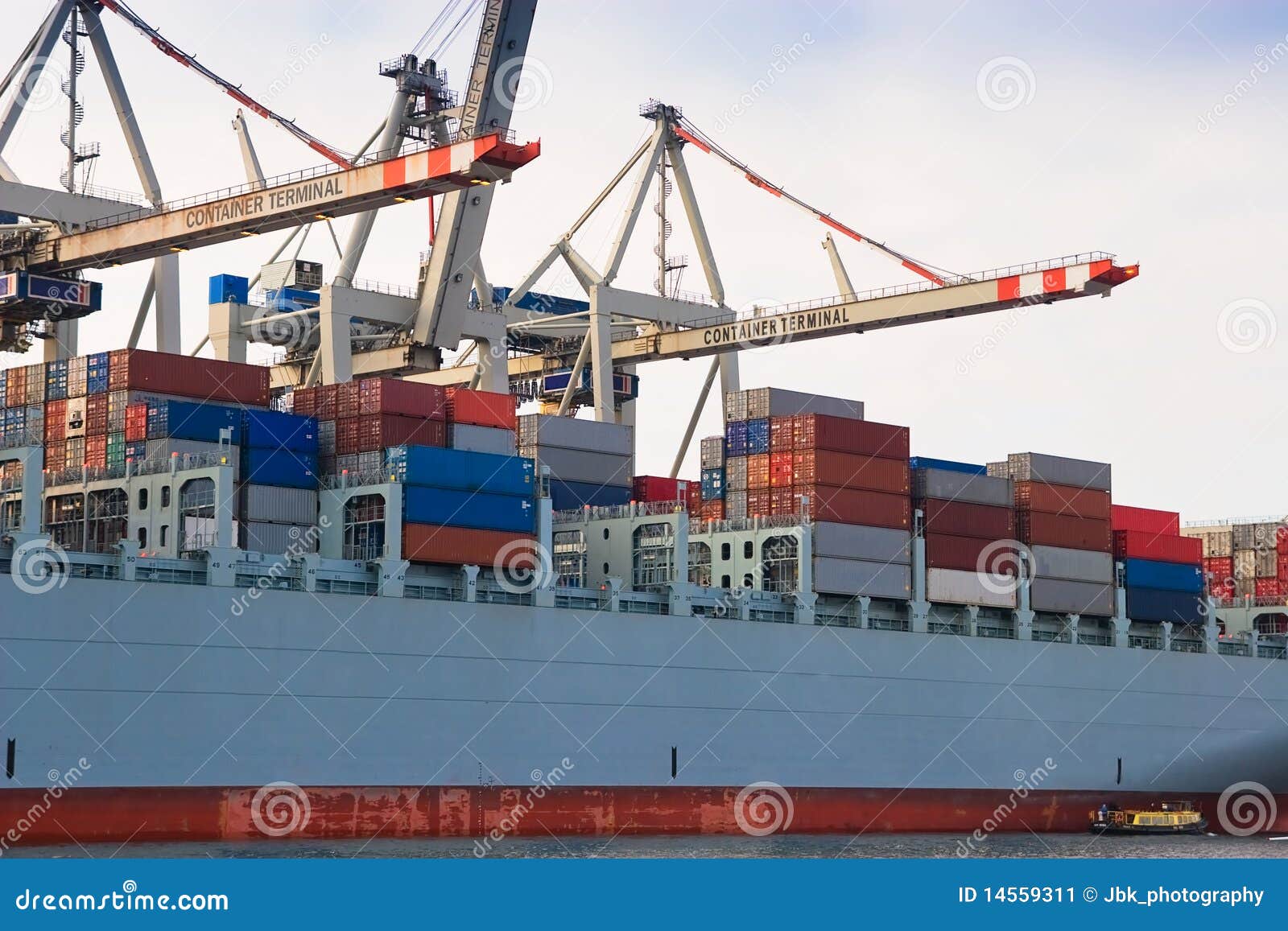 Cargo Freight Container Ship at Harbour Terminal Stock Image - Image of ...