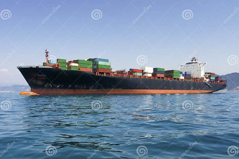 Cargo Freight, Container Ship in Sea Stock Image - Image of business ...