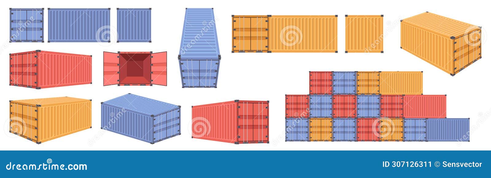 Cargo or Freight Containers for Transporting Stock Vector ...