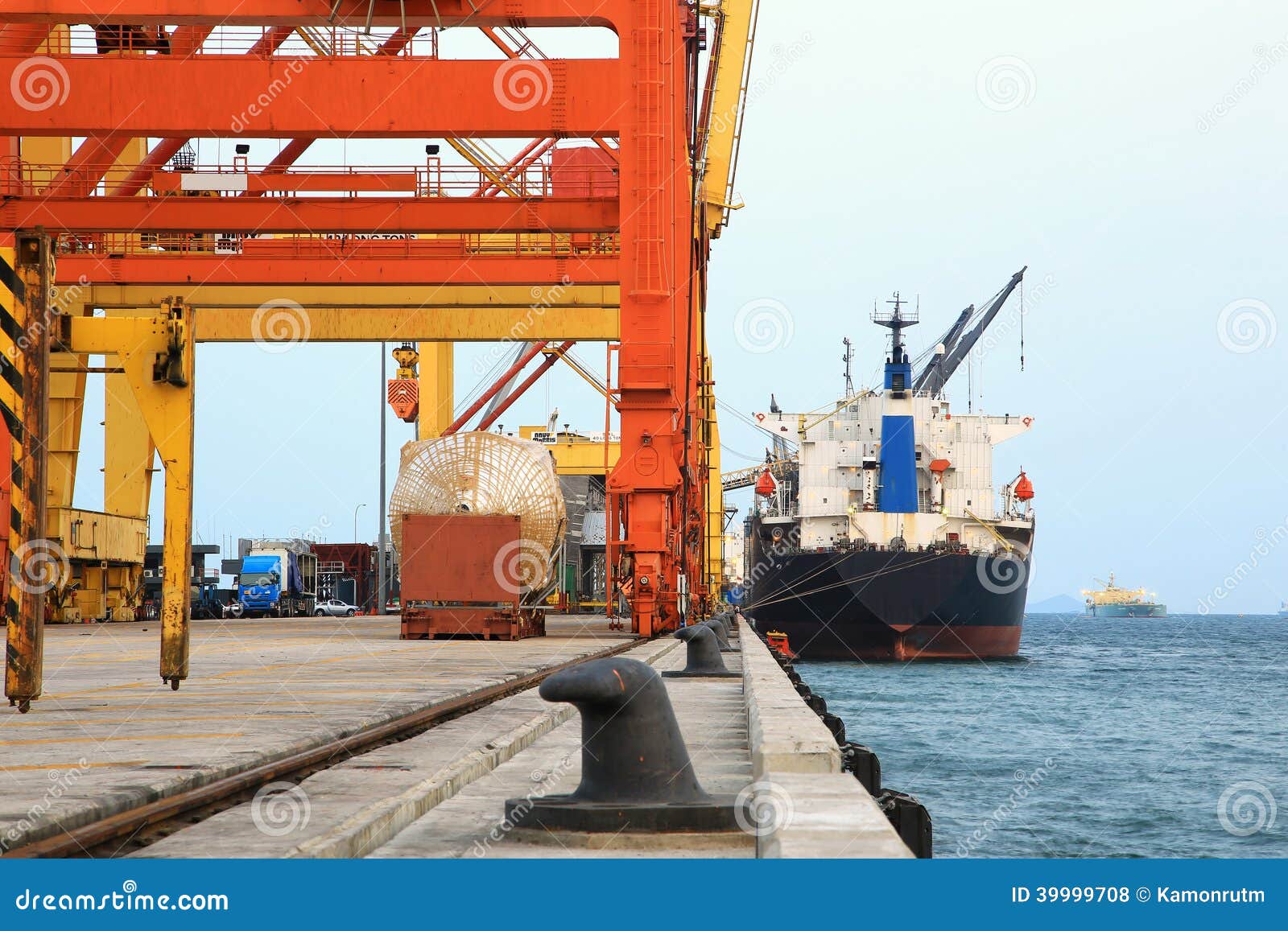 Cargo Freight Ship in Harbour Stock Photo - Image of port, dock: 39999708