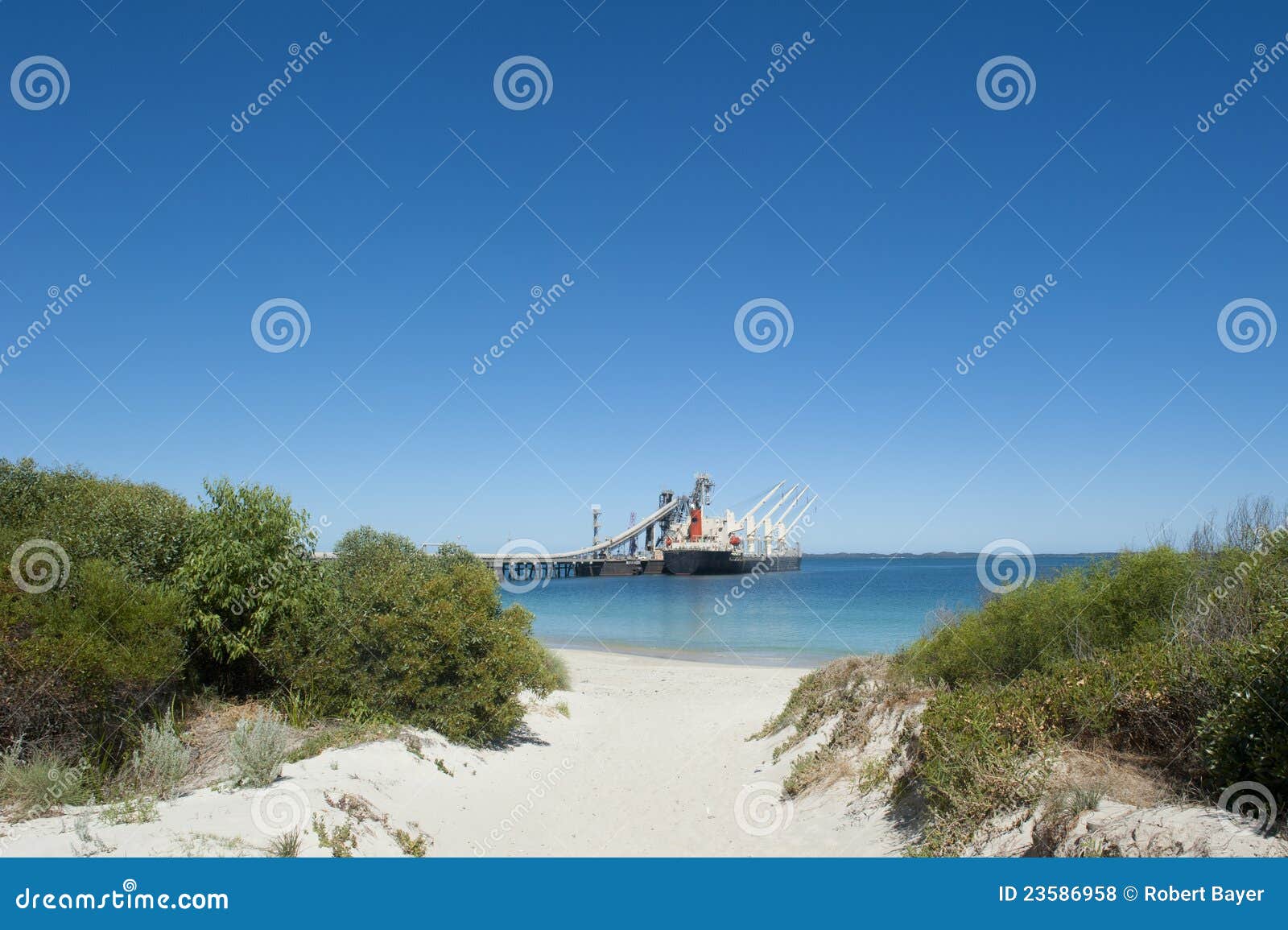 Cargo Freight Ship at Jetty Stock Photo - Image of copyspace, dock ...