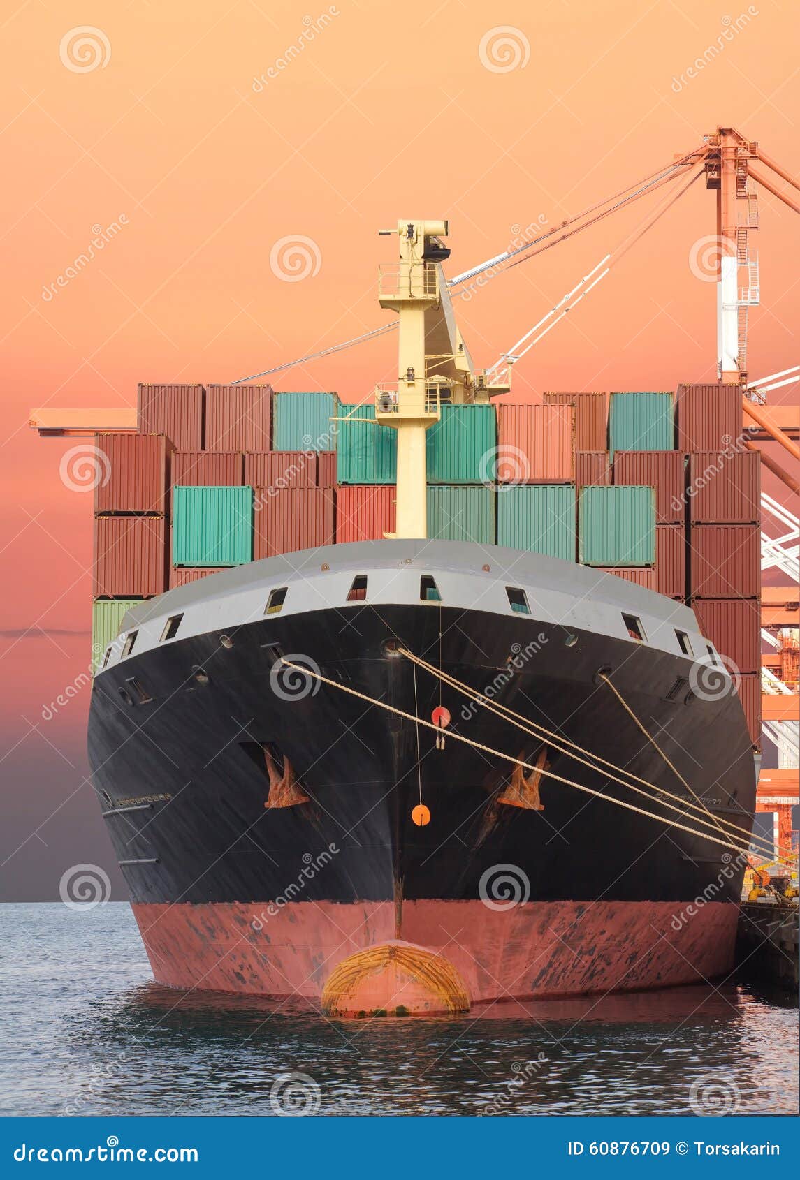Cargo Freight Ship with Stacked Container Stock Image - Image of ...