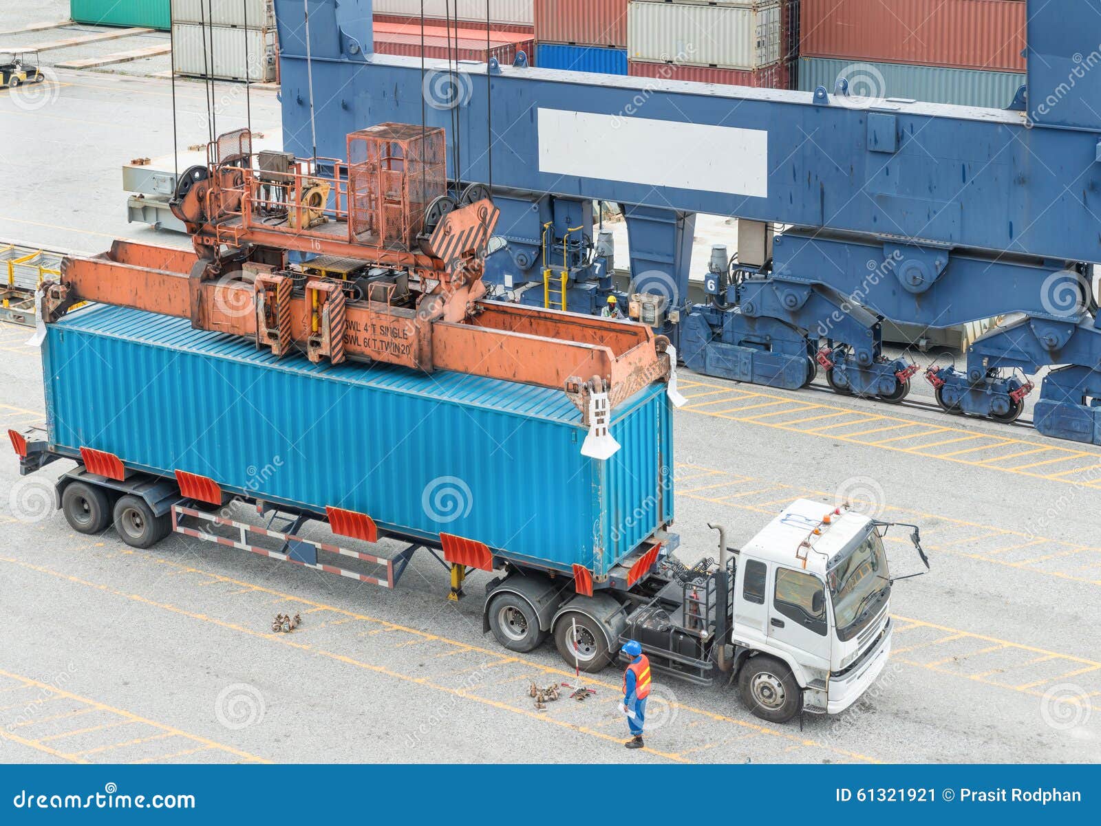 Cargo Freight Ship Working Crane Loading Bridge in Shipyard Stock Image ...