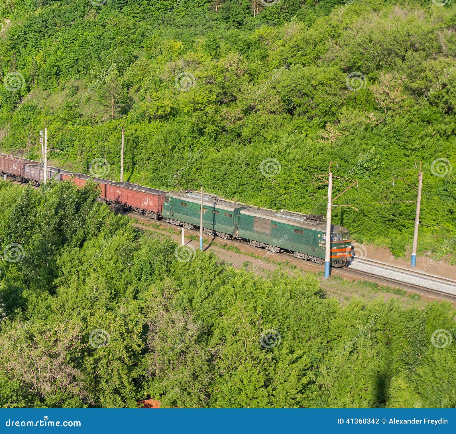 Train Moves By Rail, Delivery Of Goods By Freight Train. Train ...