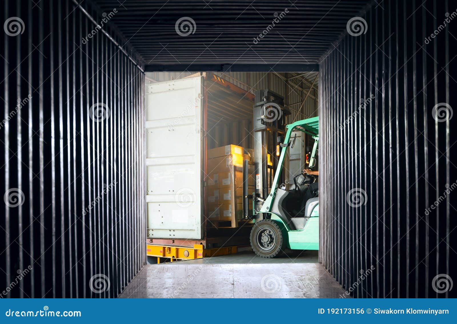 Cargo Freight Transportation. Logistic Concept, Internal View an Empty ...