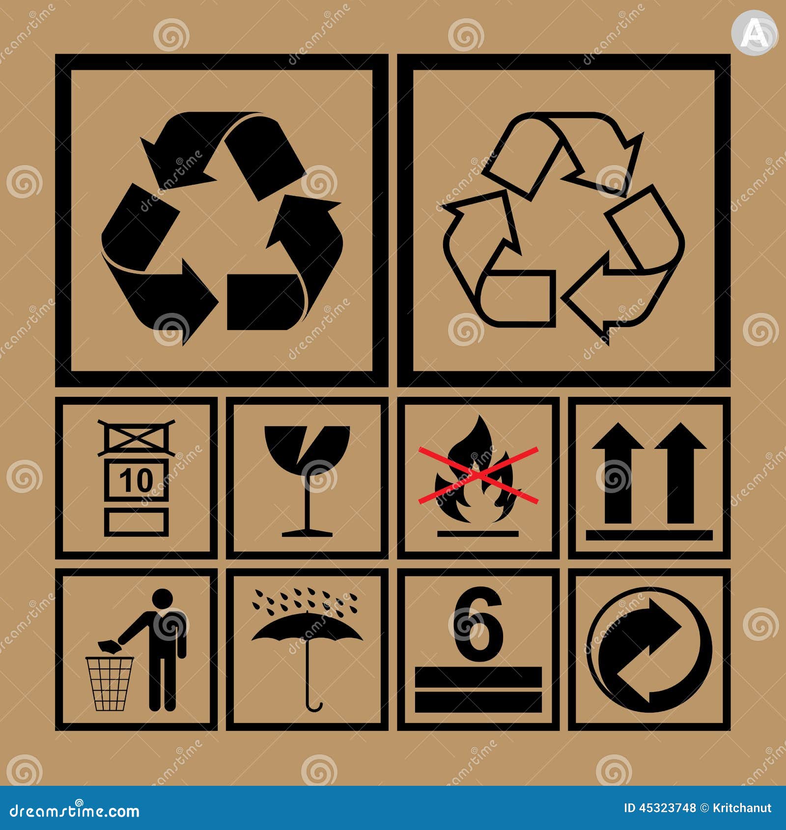 Cargo Handling Icons Used Beside The Boxes And Packaging Vector ...