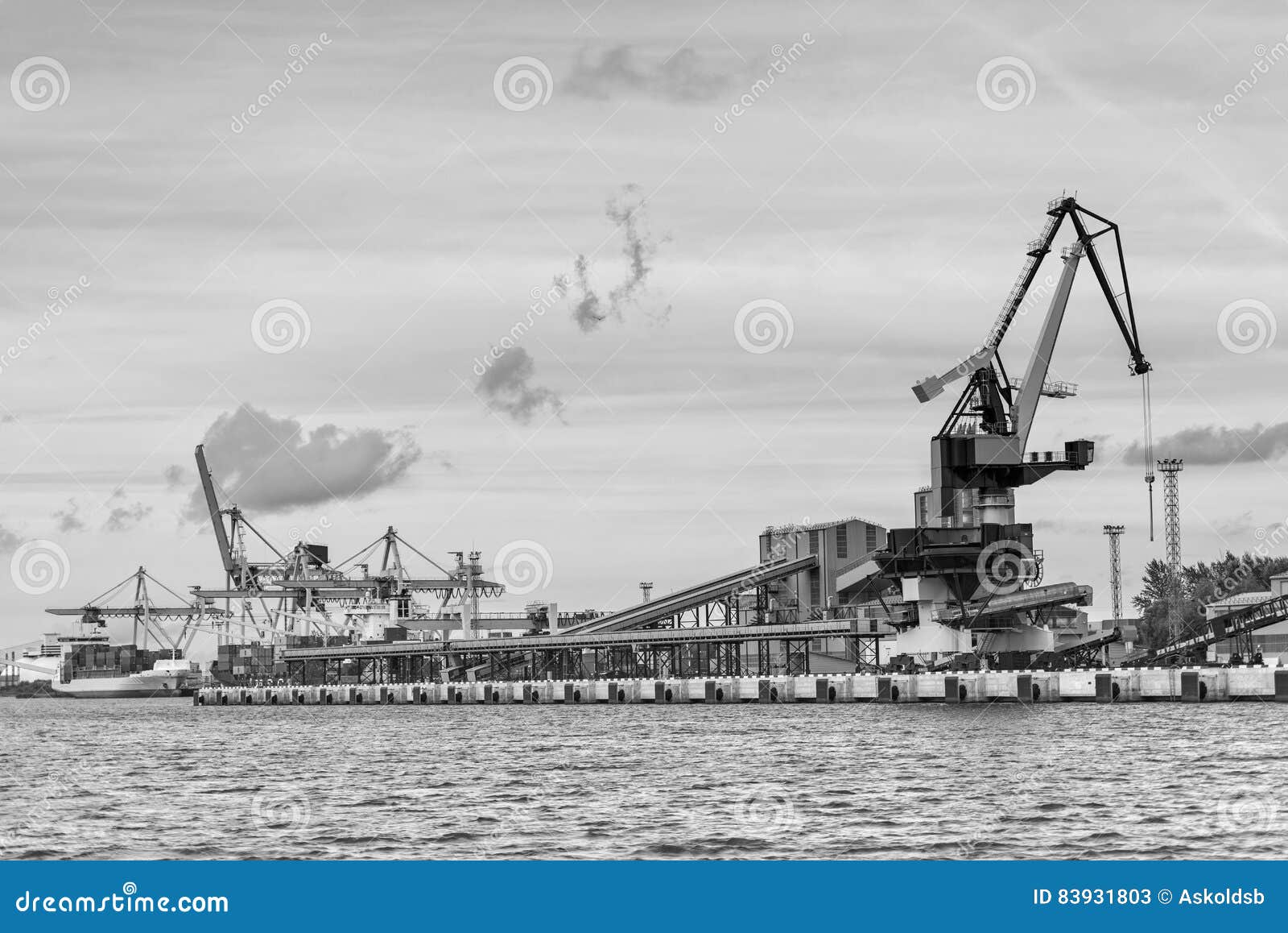 Cargo Handling in the Port. Stock Image - Image of container, mill ...