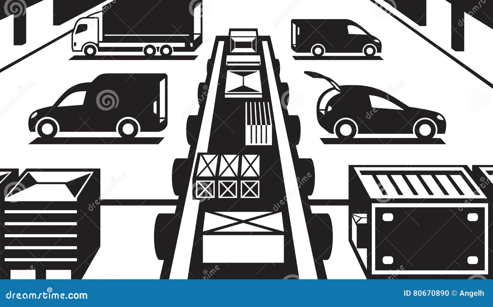 Cargo Handling Icons Used Beside The Boxes And Packaging Vector ...