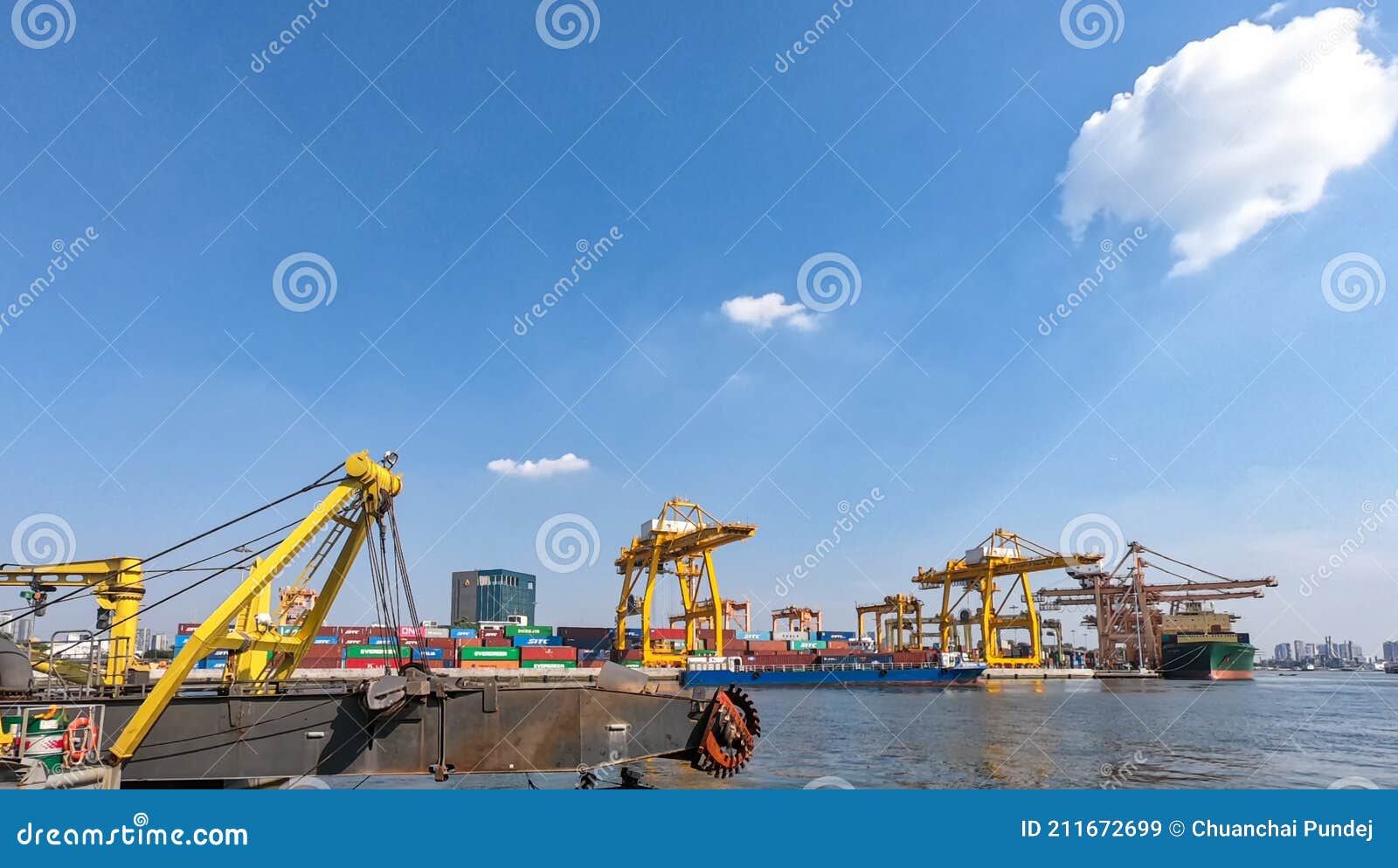 Big Industrial Container Terminal And Crates At Inland Port At Neckar ...