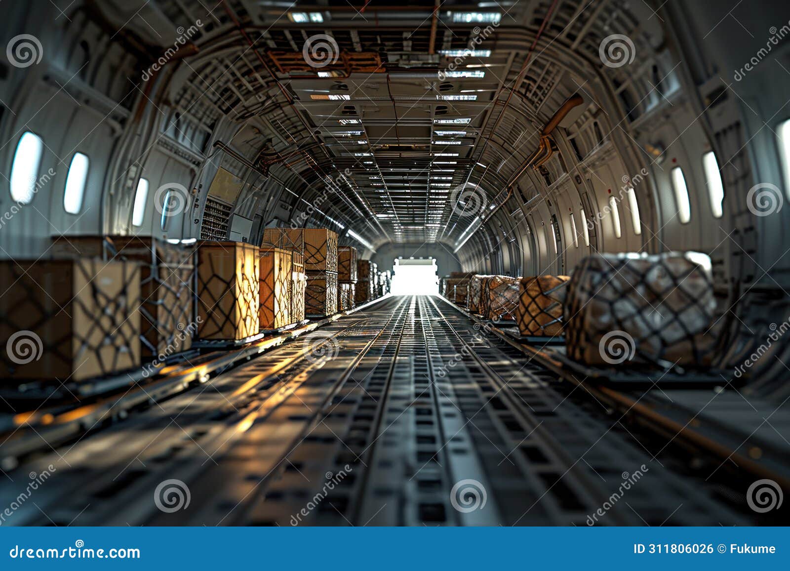Cargo Hold of a Modern Airplane. Stock Photo - Image of boxes, industry ...