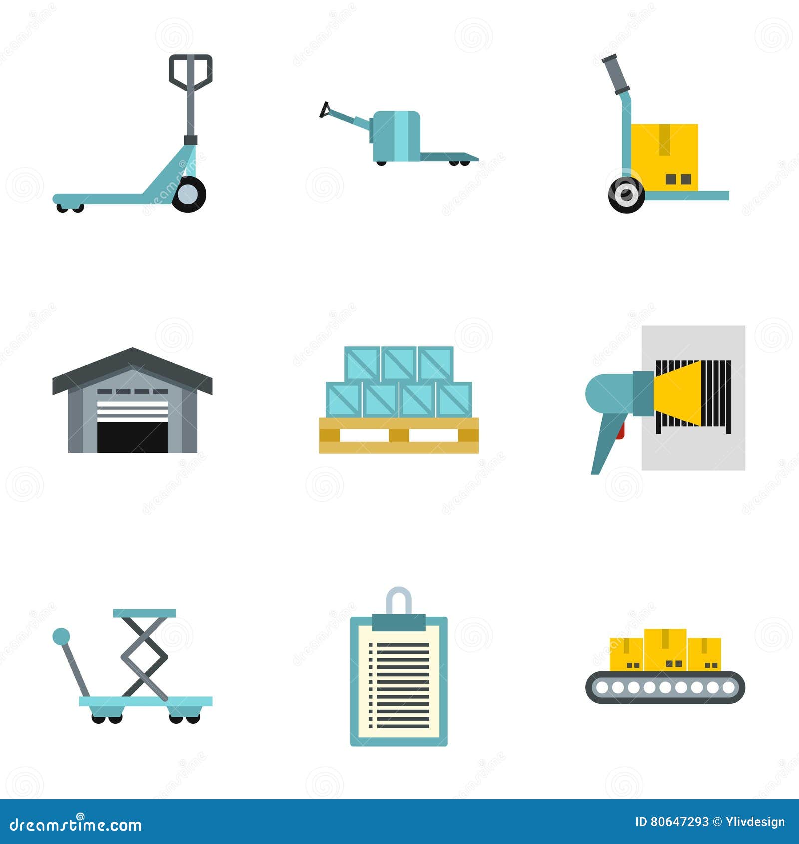 Cargo Icons Set, Flat Style Stock Vector - Illustration of post ...