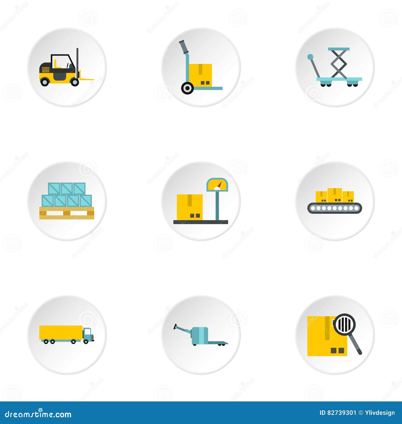 Cargo Icons Set, Flat Style Stock Vector - Illustration of order, goods ...