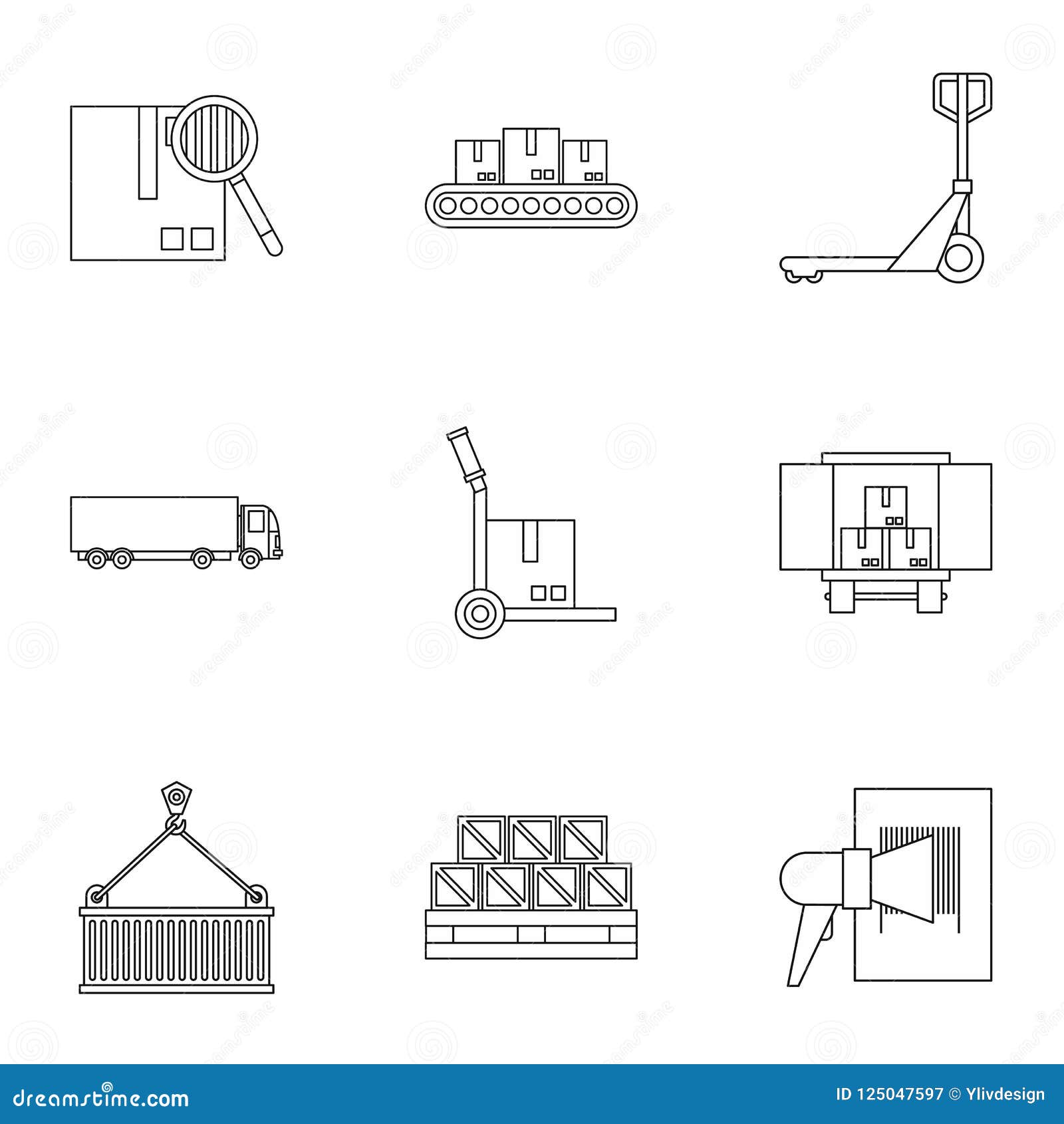 Cargo Icons Set, Outline Style Stock Illustration - Illustration of ...