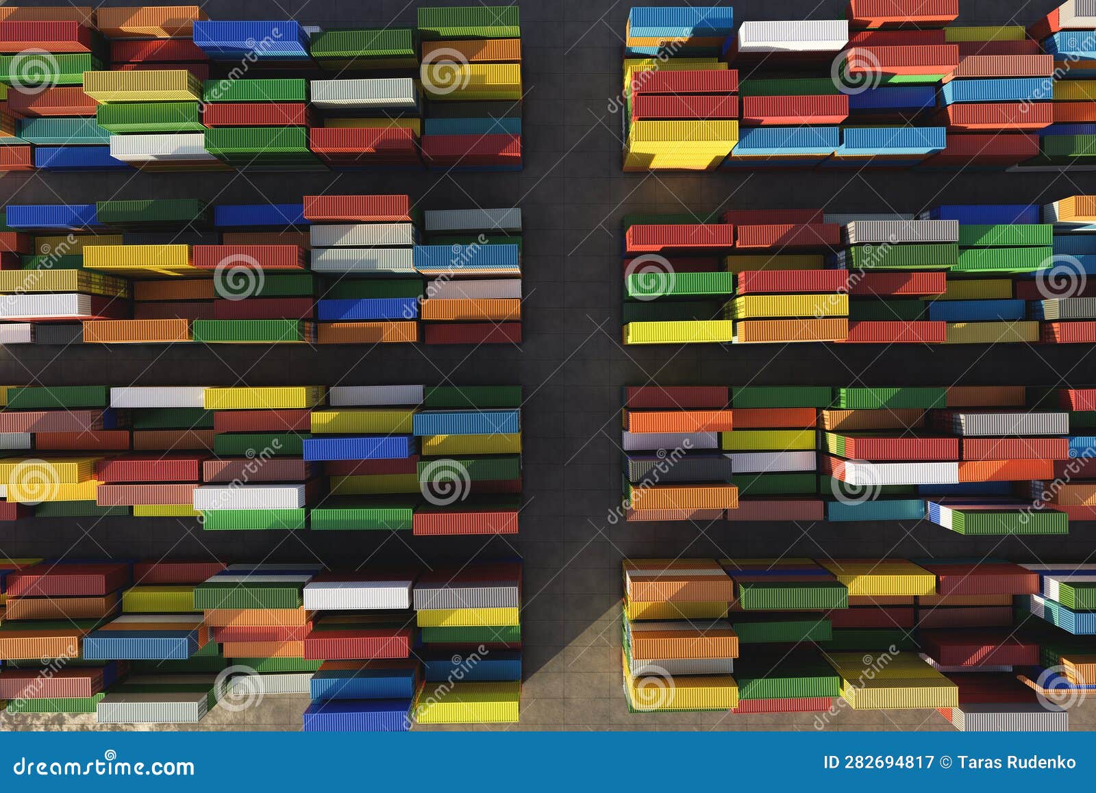 Cargo Industrial Containers Stacked in Rows of Different Colors for ...