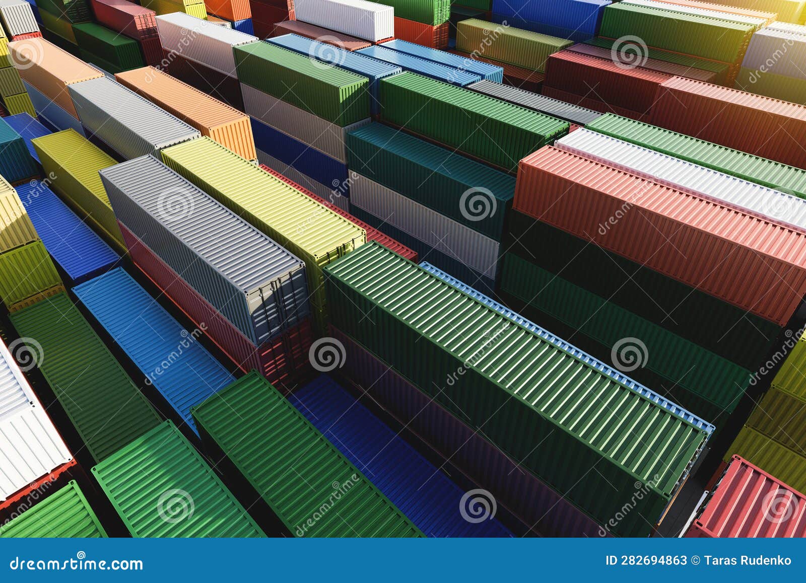 Cargo Industrial Containers Stacked in Rows Top View Stock Illustration ...