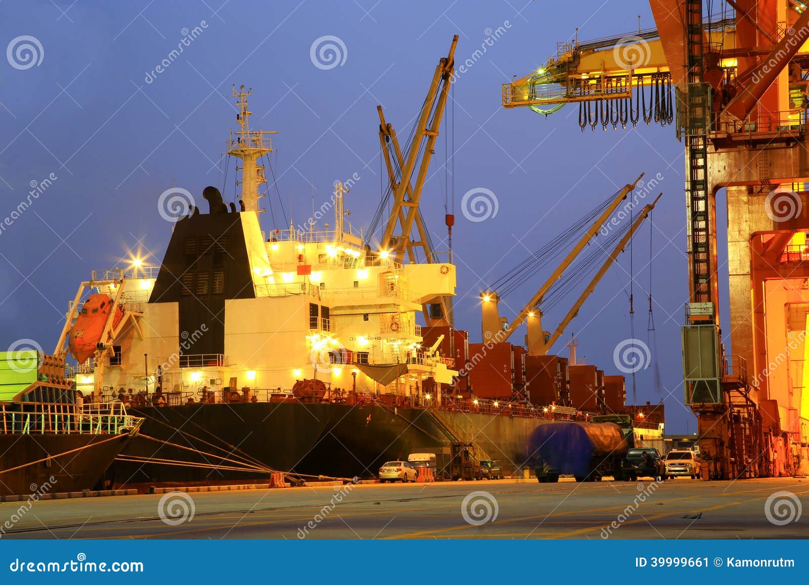 Cargo Industrial Steel Ship in the Harbor Editorial Photo - Image of ...
