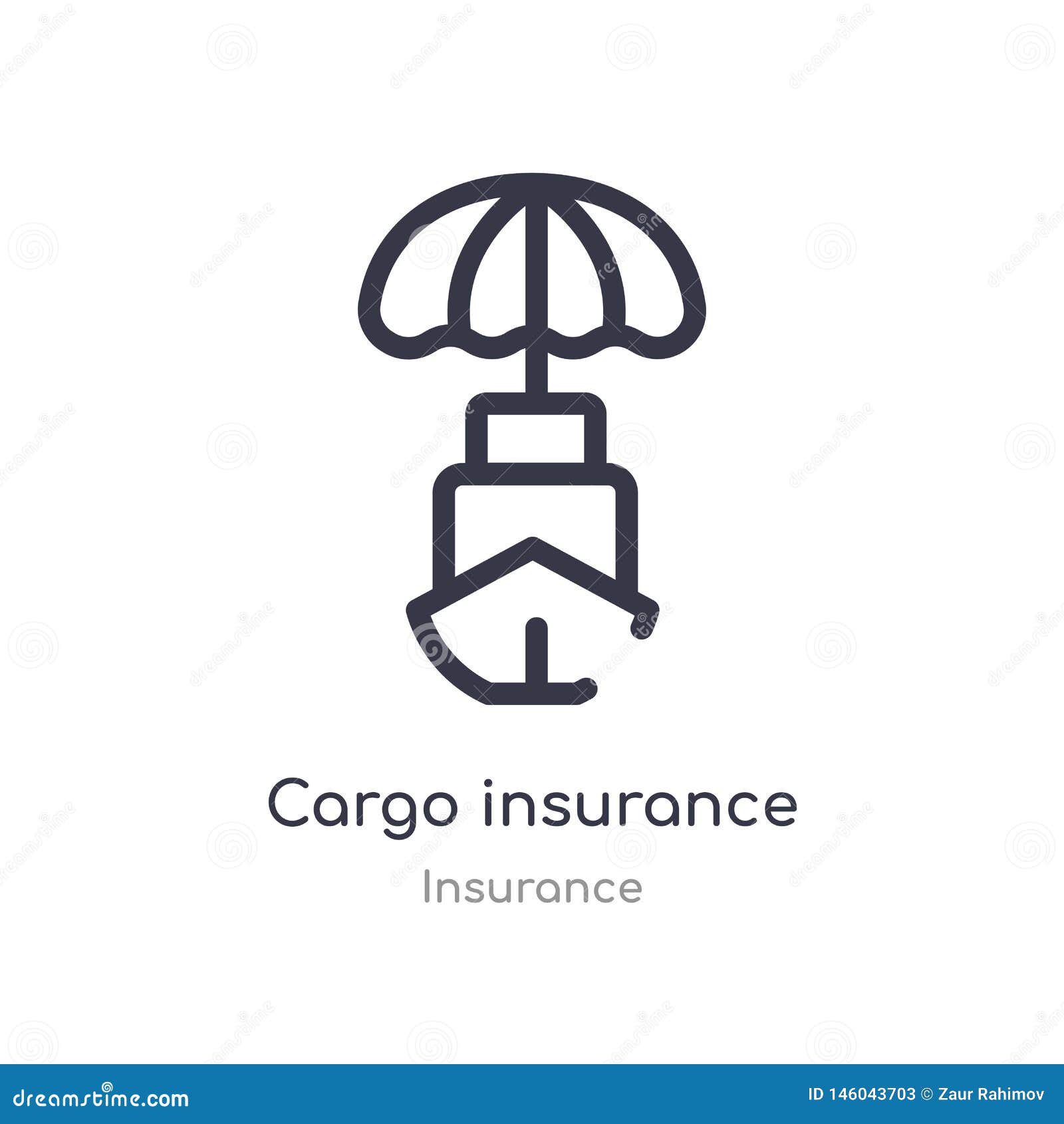 Cargo Insurance Outline Icon. Isolated Line Vector Illustration from ...