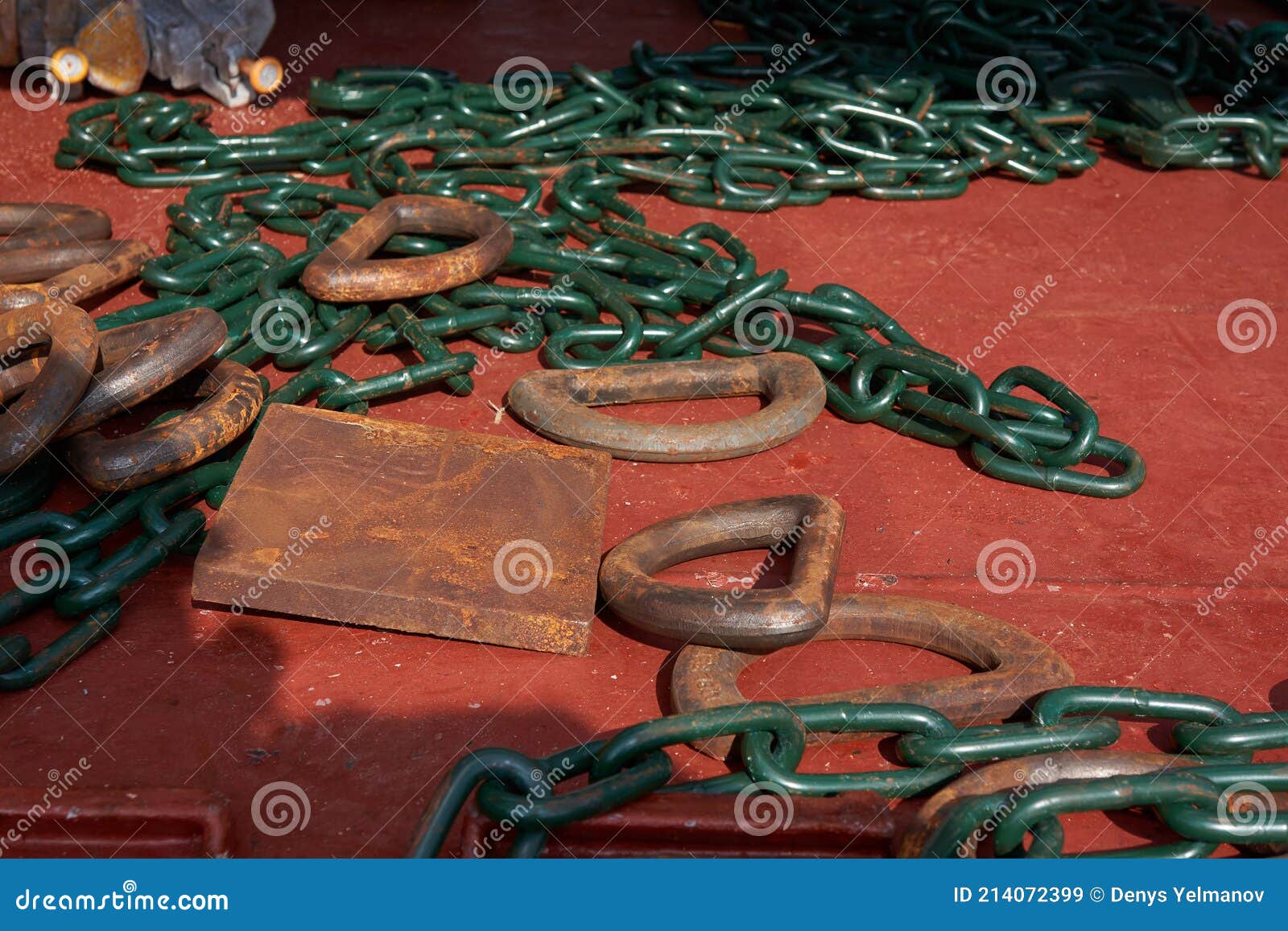 Cargo Lashing Chains, Stoppers and D-rings on Deck of Merchant Cargo ...