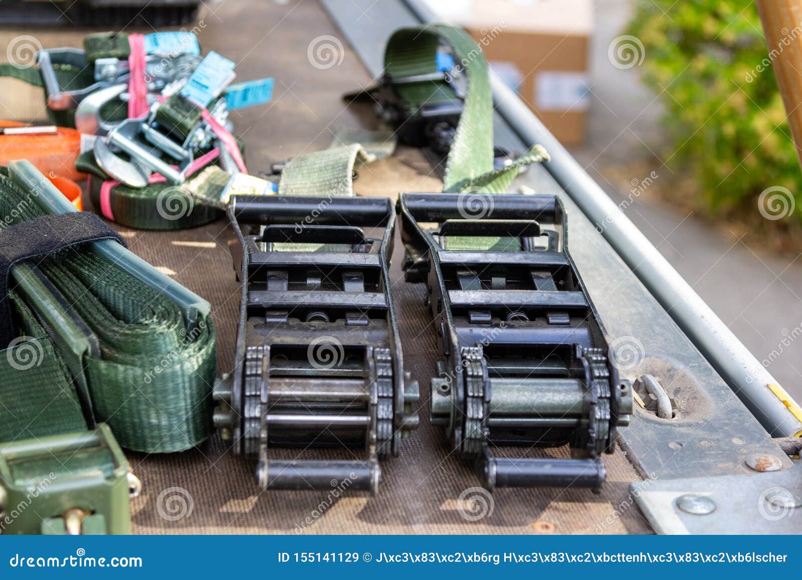 Cargo Lashing Material Lies on a Truck Load Area Stock Image - Image of ...