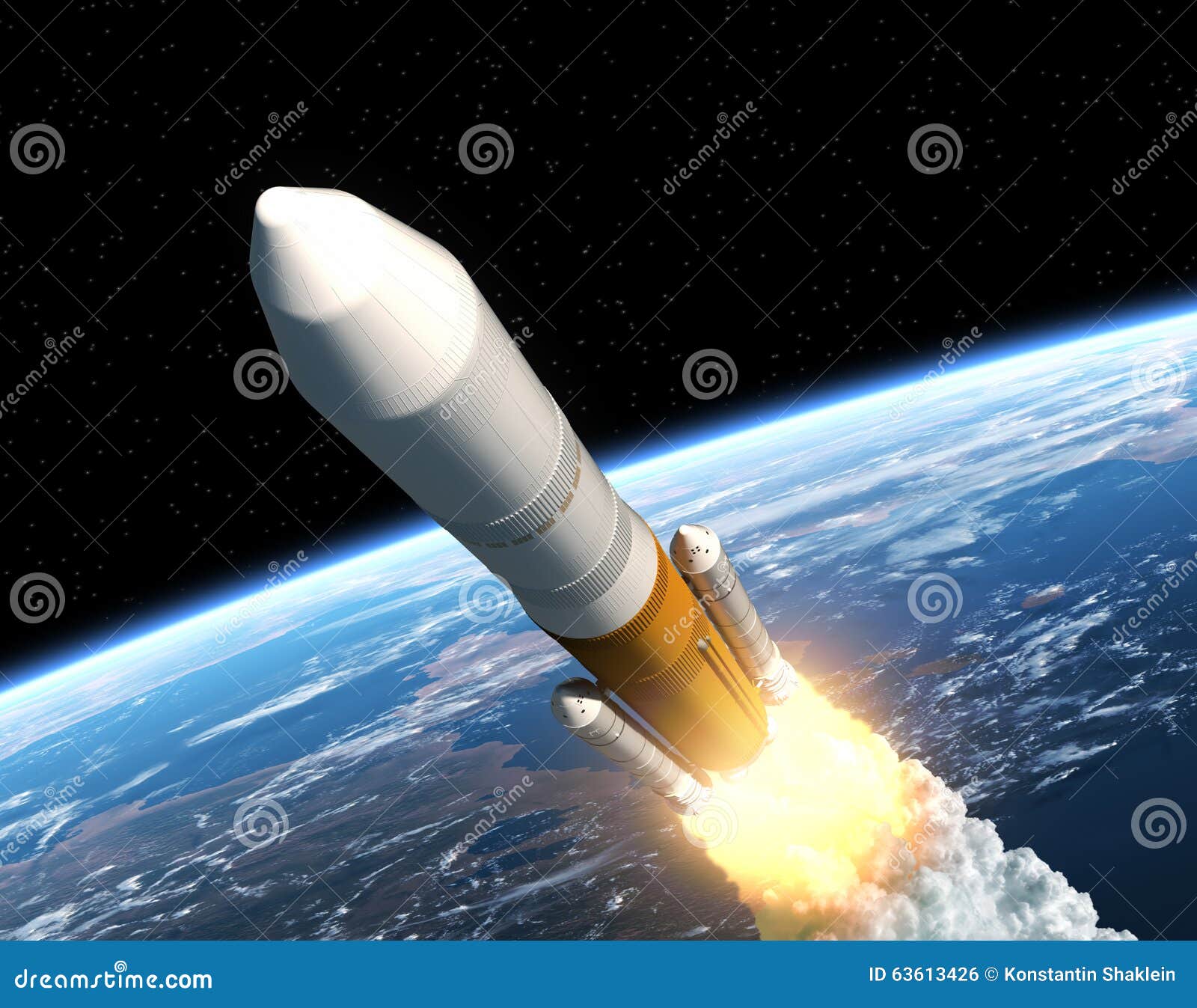 Launch Rocket Smoke. Aircraft Flying Effect Fog And Fire Speed Flowing ...