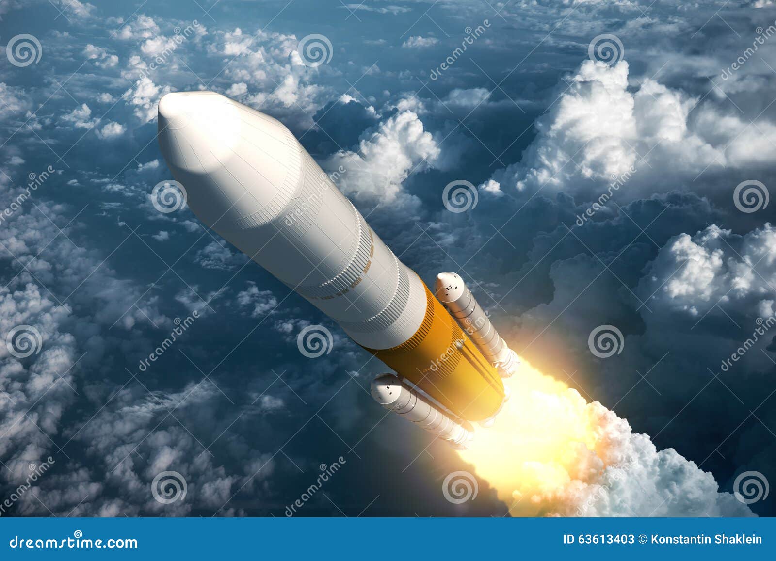 Cargo Launch Rocket Takes Off Stock Illustration - Illustration of ...