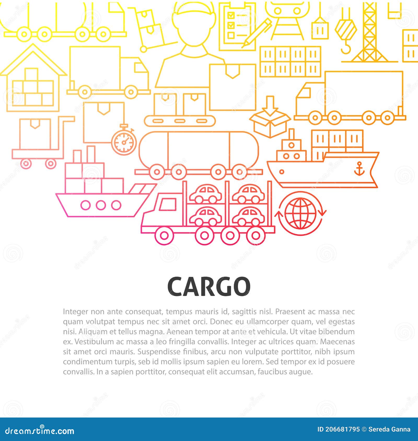 Cargo Line Concept stock illustration. Illustration of distribution ...
