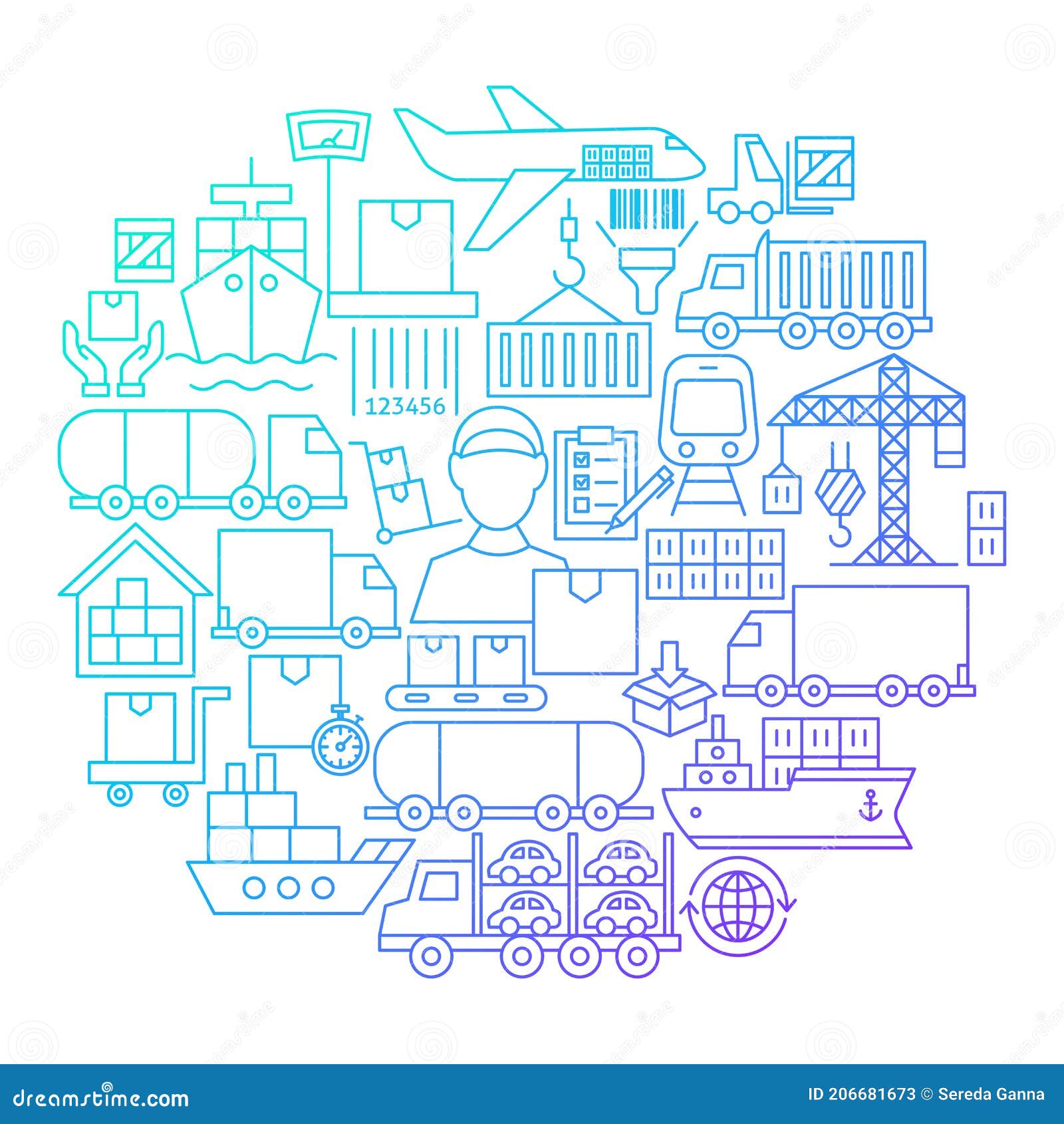 Cargo Line Icon Circle Design Stock Illustration - Illustration of ...