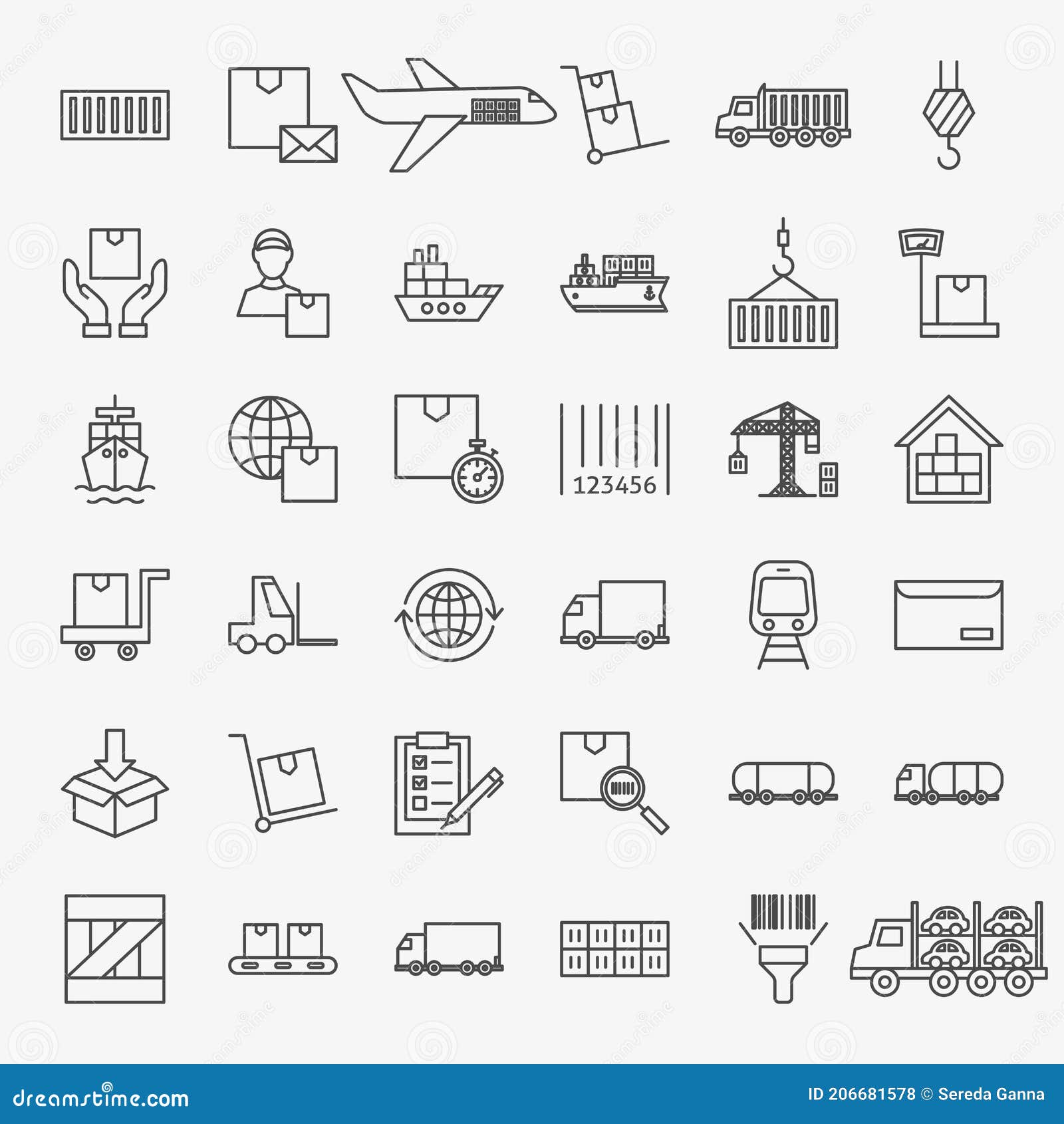 Cargo Line SIGNED Icon Set, Delivery Symbols Collection, Vector ...