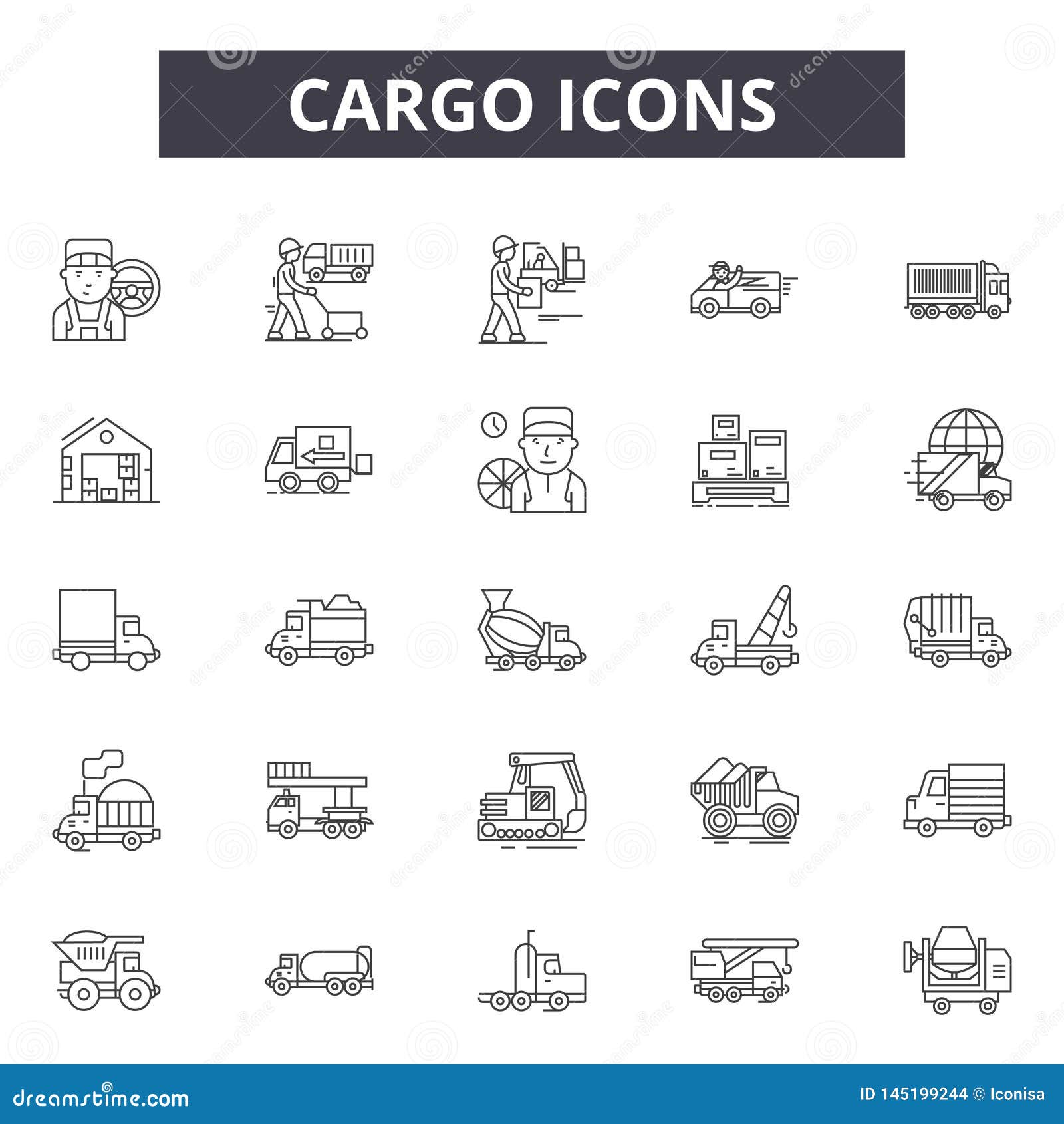 Cargo Line Icons, Signs, Vector Set, Outline Illustration Concept Stock ...