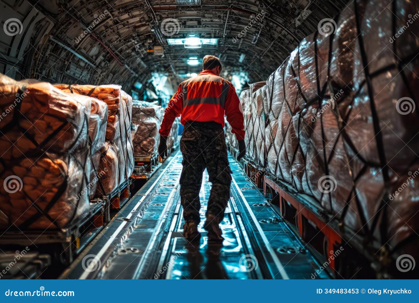 Cargo Loader In Winter On Snow. The Loader Ride On Snow With Chains On ...