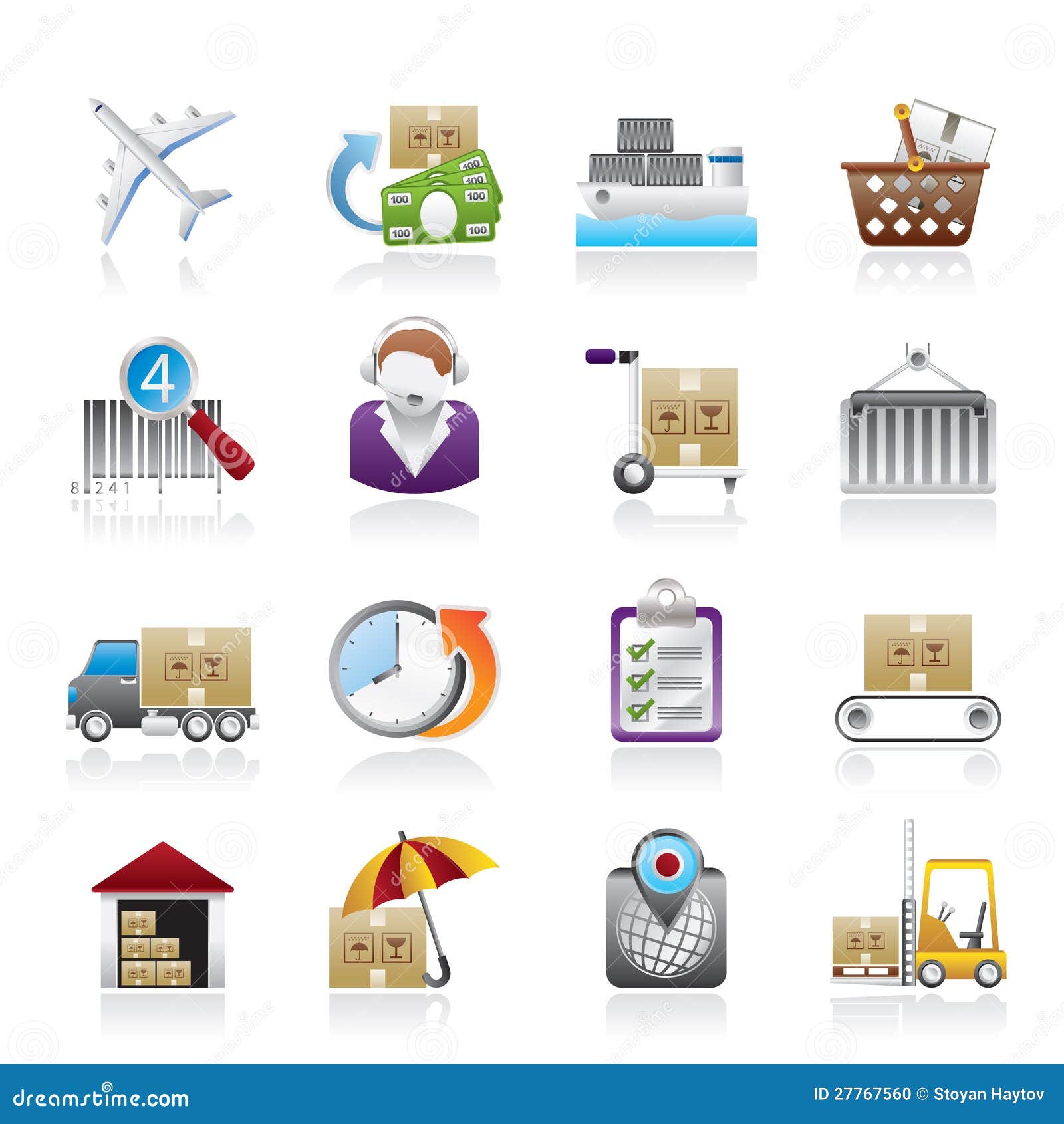 Cargo, Logistic and Shipping Icons Stock Vector - Illustration of ...