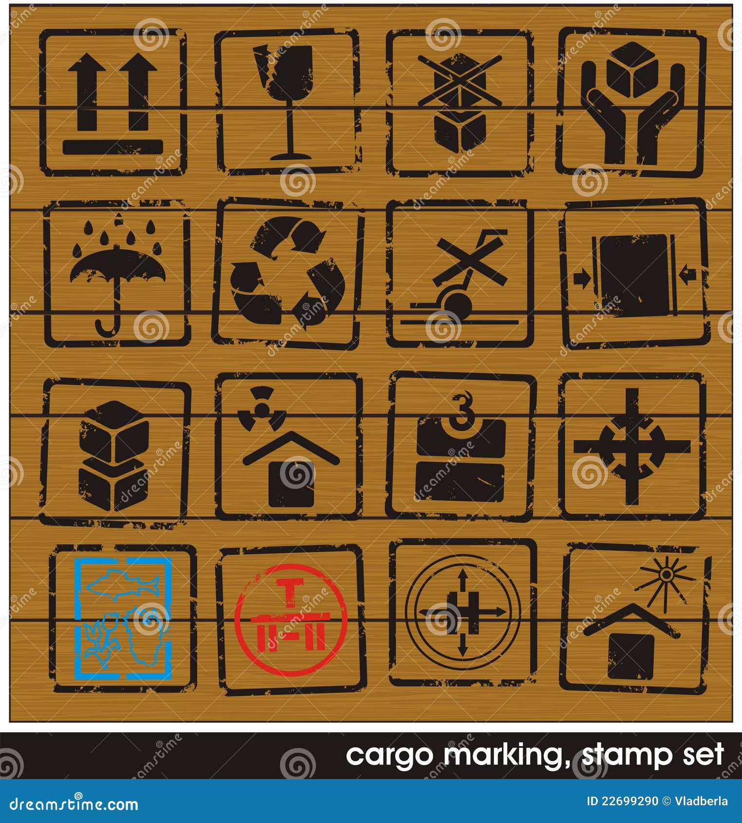 Cargo marking stamp set stock vector. Illustration of board - 22699290