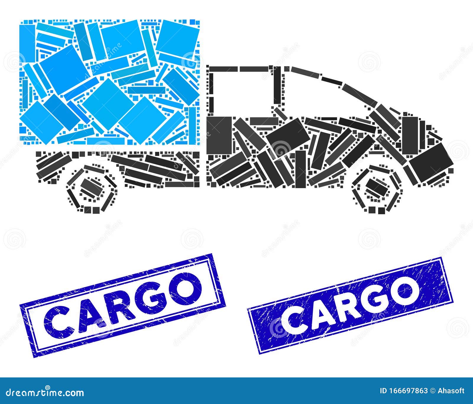 Cargo Mosaic and Distress Rectangle Stamp Seals Stock Vector ...
