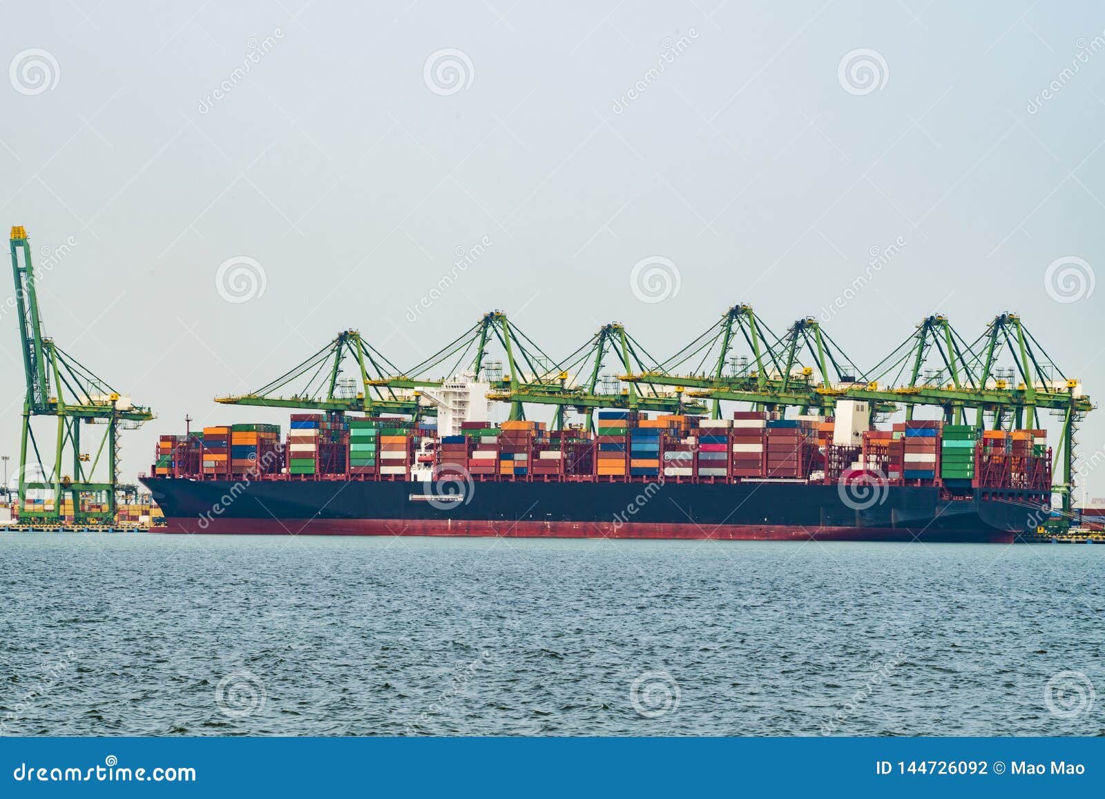 Cargo Operations on a Container Ship in China Stock Photo - Image of ...
