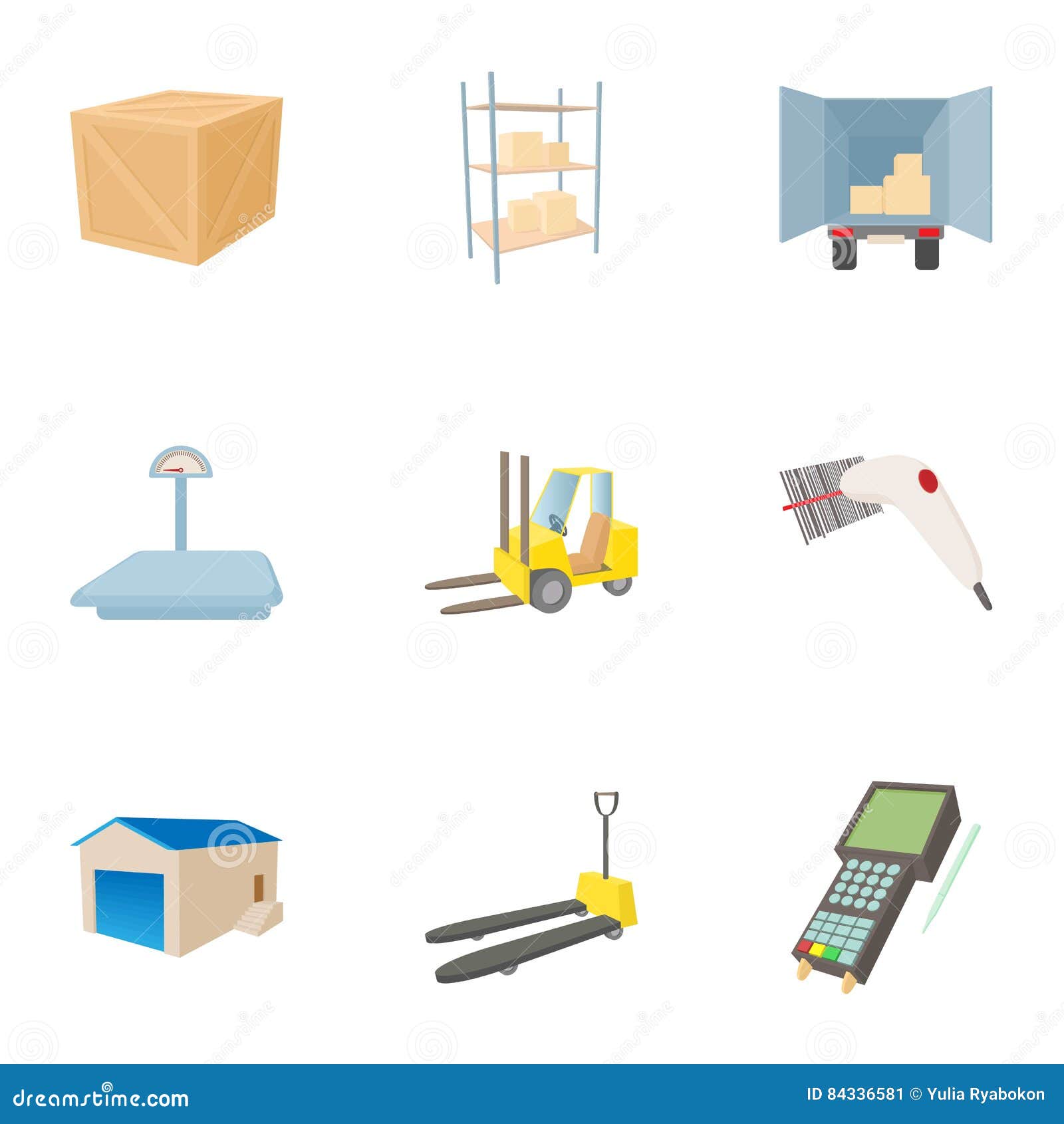 Cargo Packing Icons Set, Cartoon Style Stock Vector - Illustration of ...