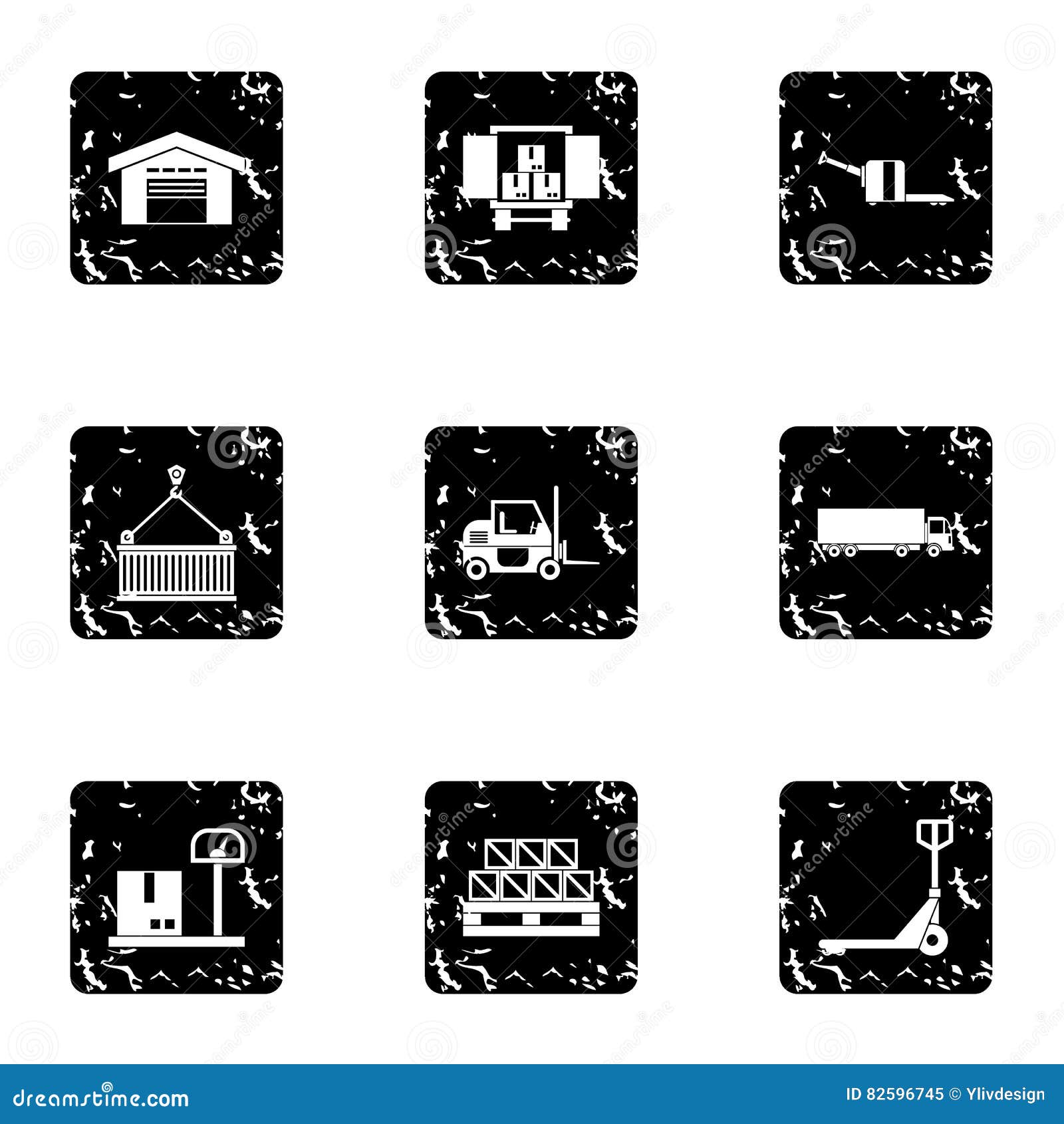 Cargo Packing Icons Set, Grunge Style Stock Vector - Illustration of ...
