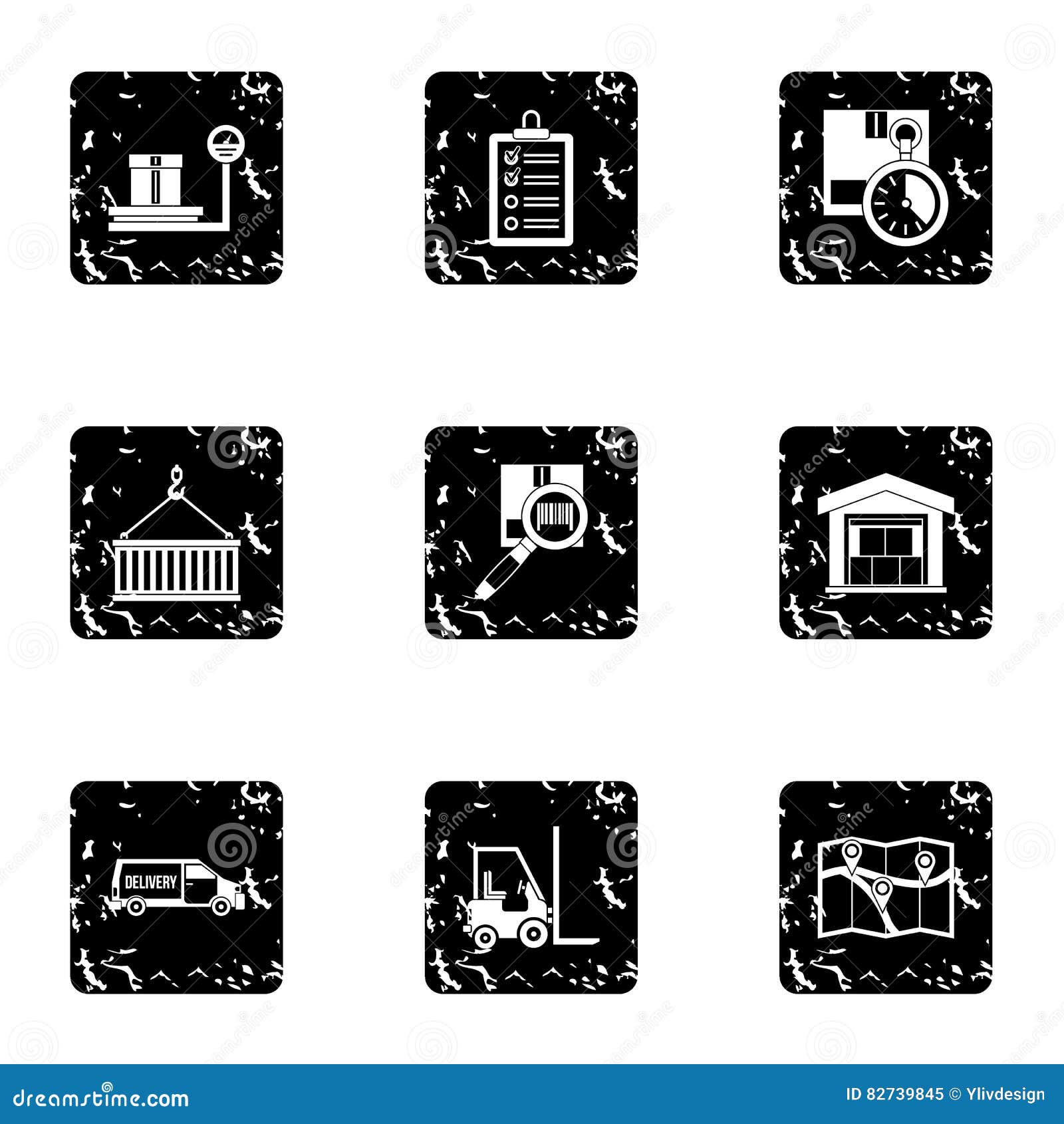 Cargo Packing Icons Set, Grunge Style Stock Vector - Illustration of ...
