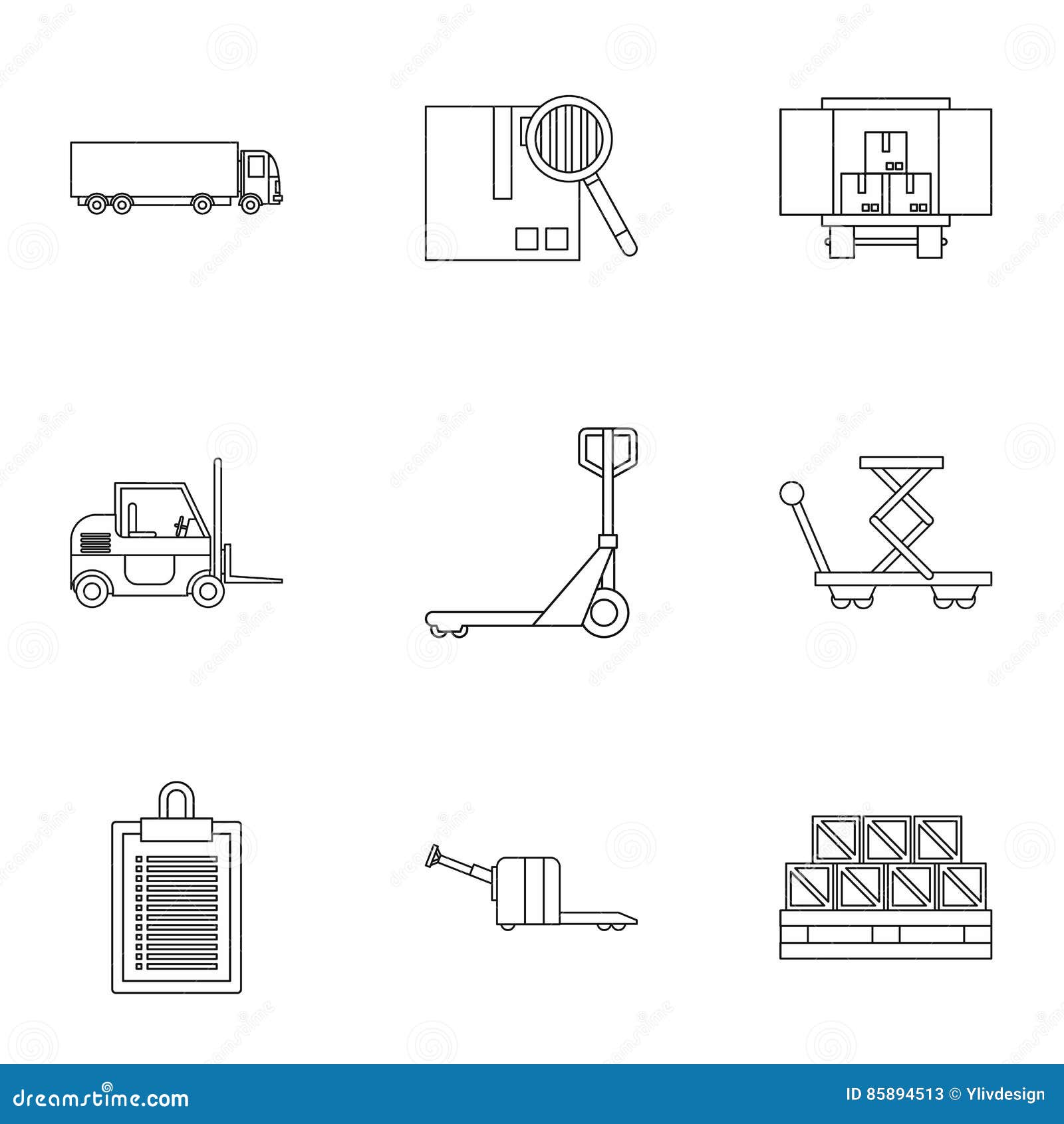Cargo Packing Icons Set, Outline Style Stock Vector - Illustration of ...