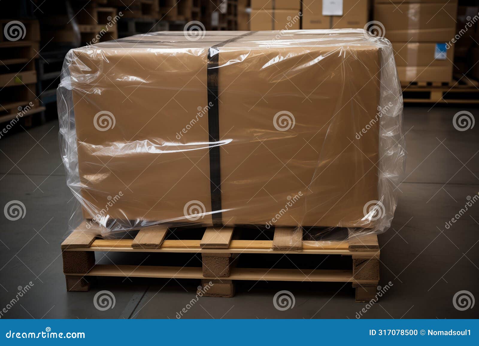 Cargo Pallet Wrapped in Stretch Wrap for Shipping. Generative AI Stock ...