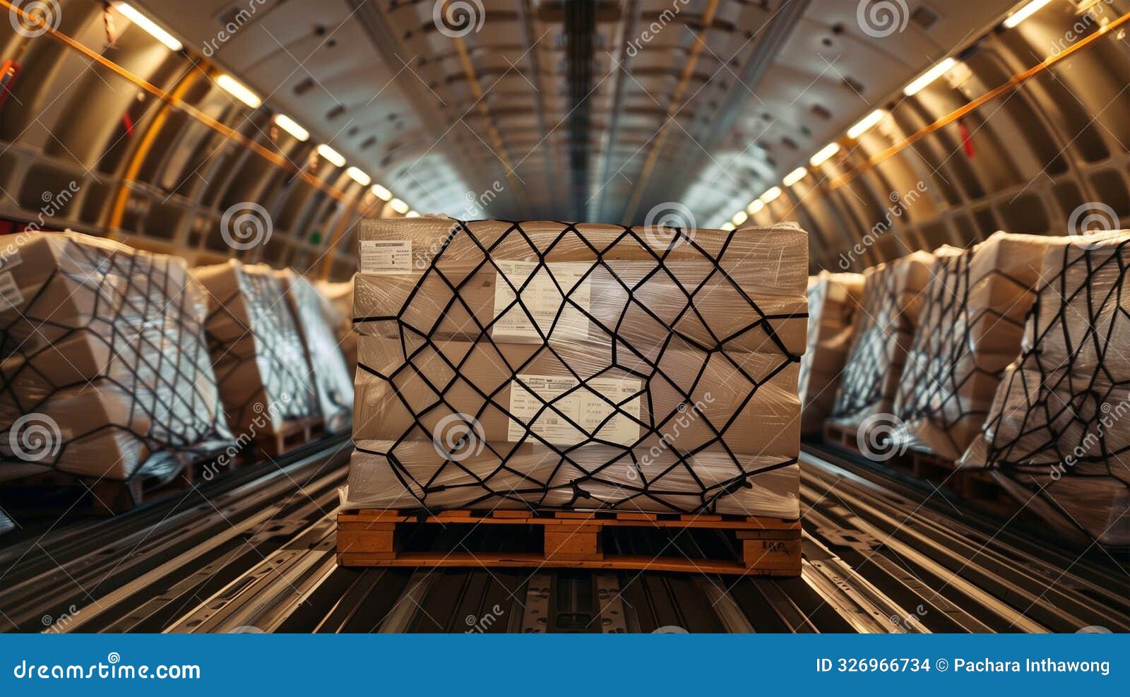 Cargo Pallets Inside Airplane Stock Illustration - Illustration of ...