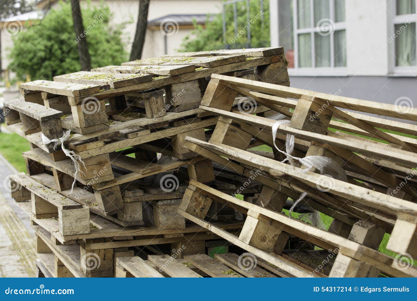 Cargo Pallets Stacked in the Park Stock Photo - Image of manufacture ...