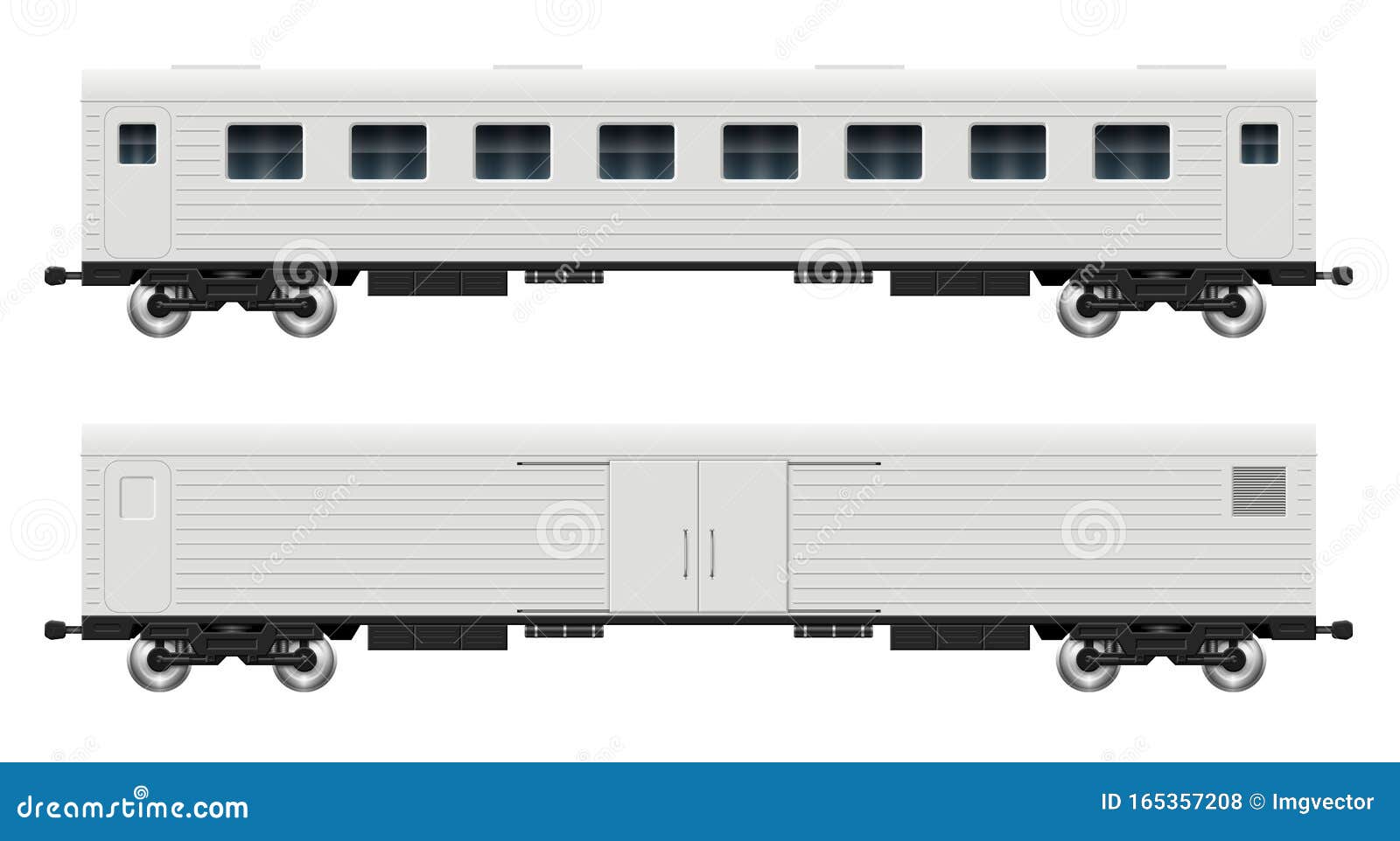 Cargo and Passenger Railroad Cars Vector Illustration Stock Vector ...